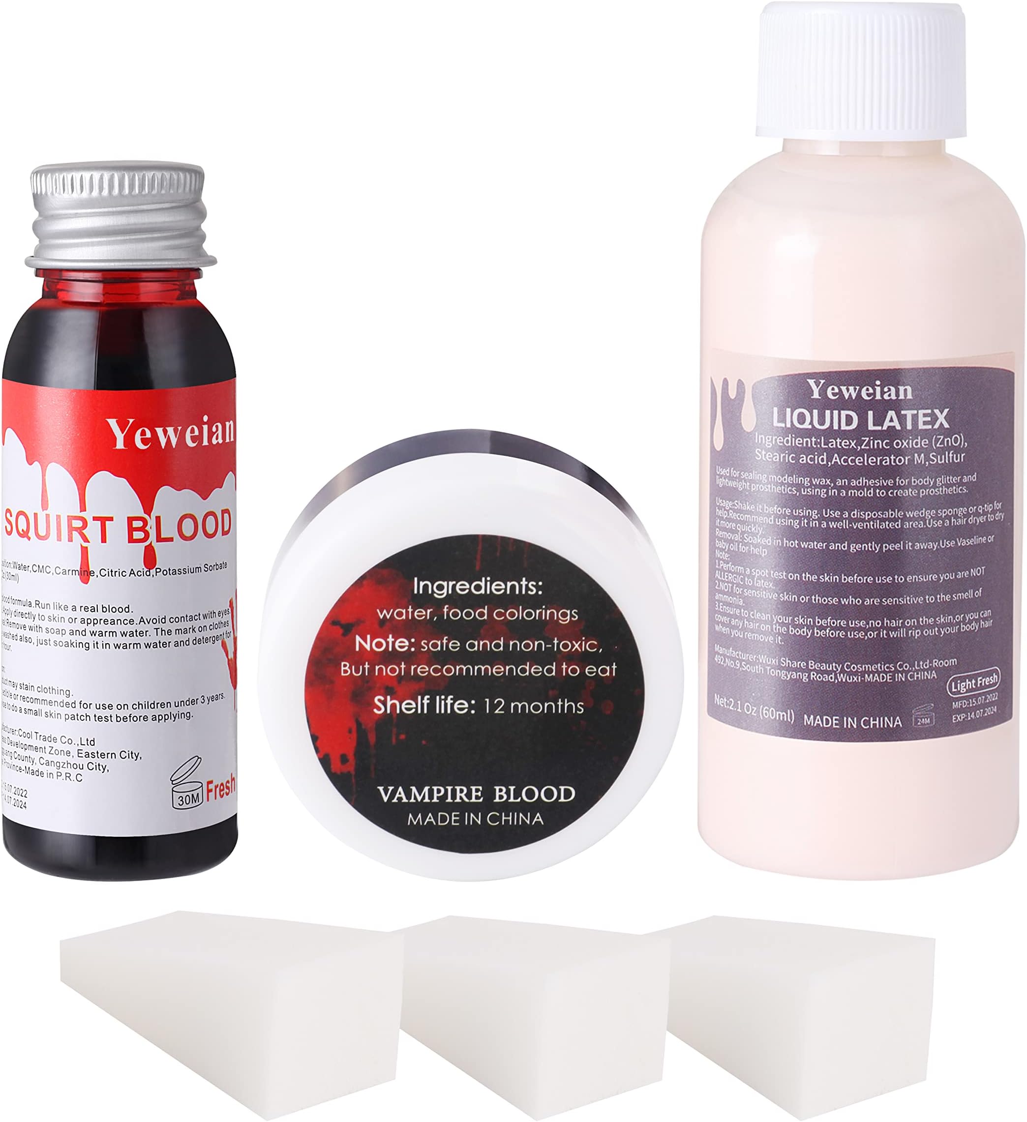 Amazon.com : Yeweian Liquid Latex SFX Makeup Kit, 2.1Oz Latex Liquid ...