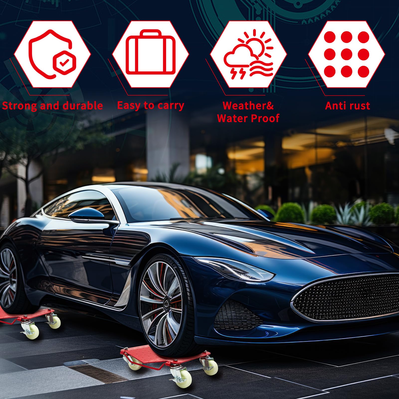 Snapklik.com : Datanly Car Dolly, 4 Pack Auto Wheel Dolly Vehicle Tire ...