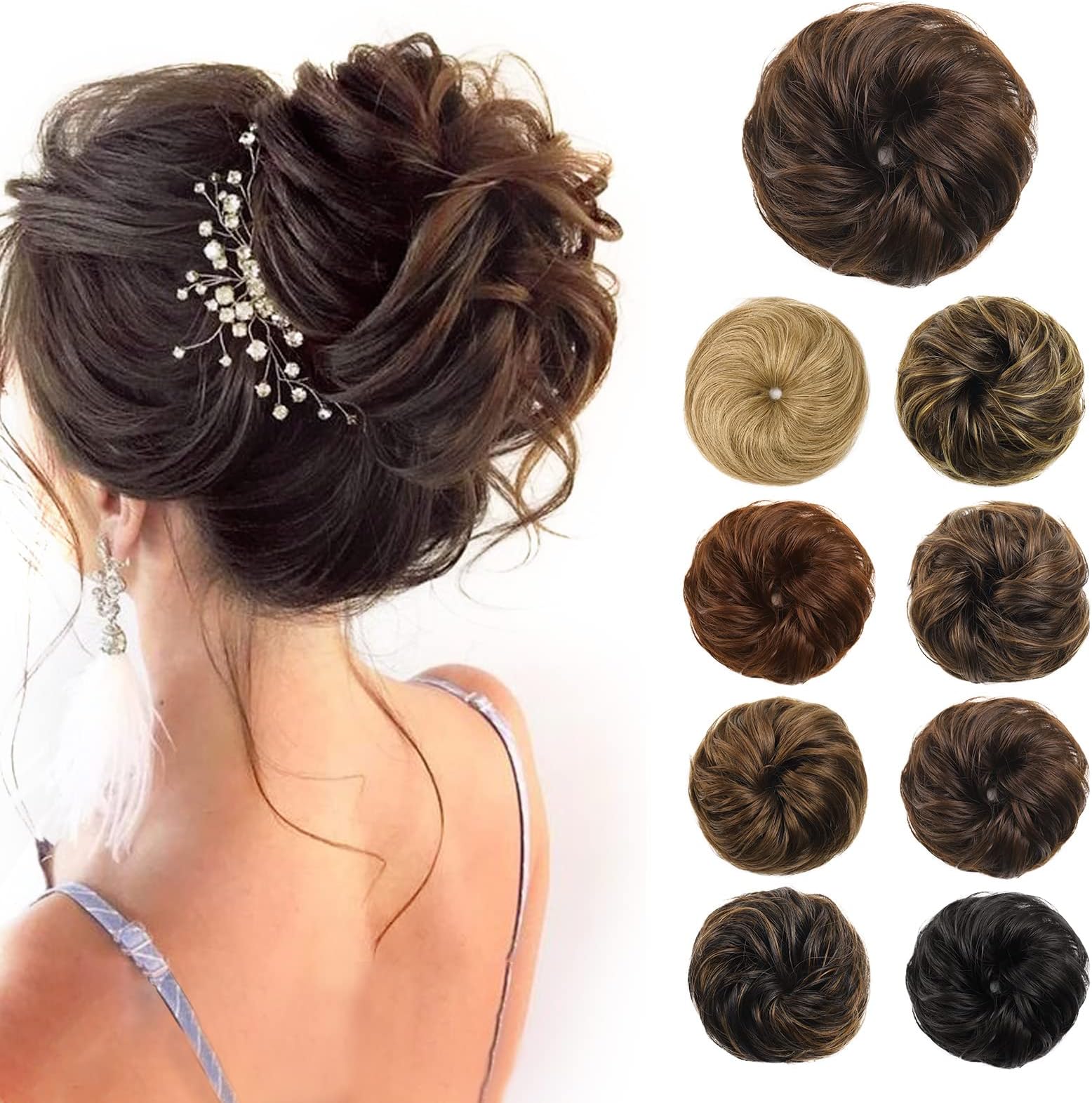 Amazon.com : isheeny Human Hair Bun Extension - Natural Curly Honey ...