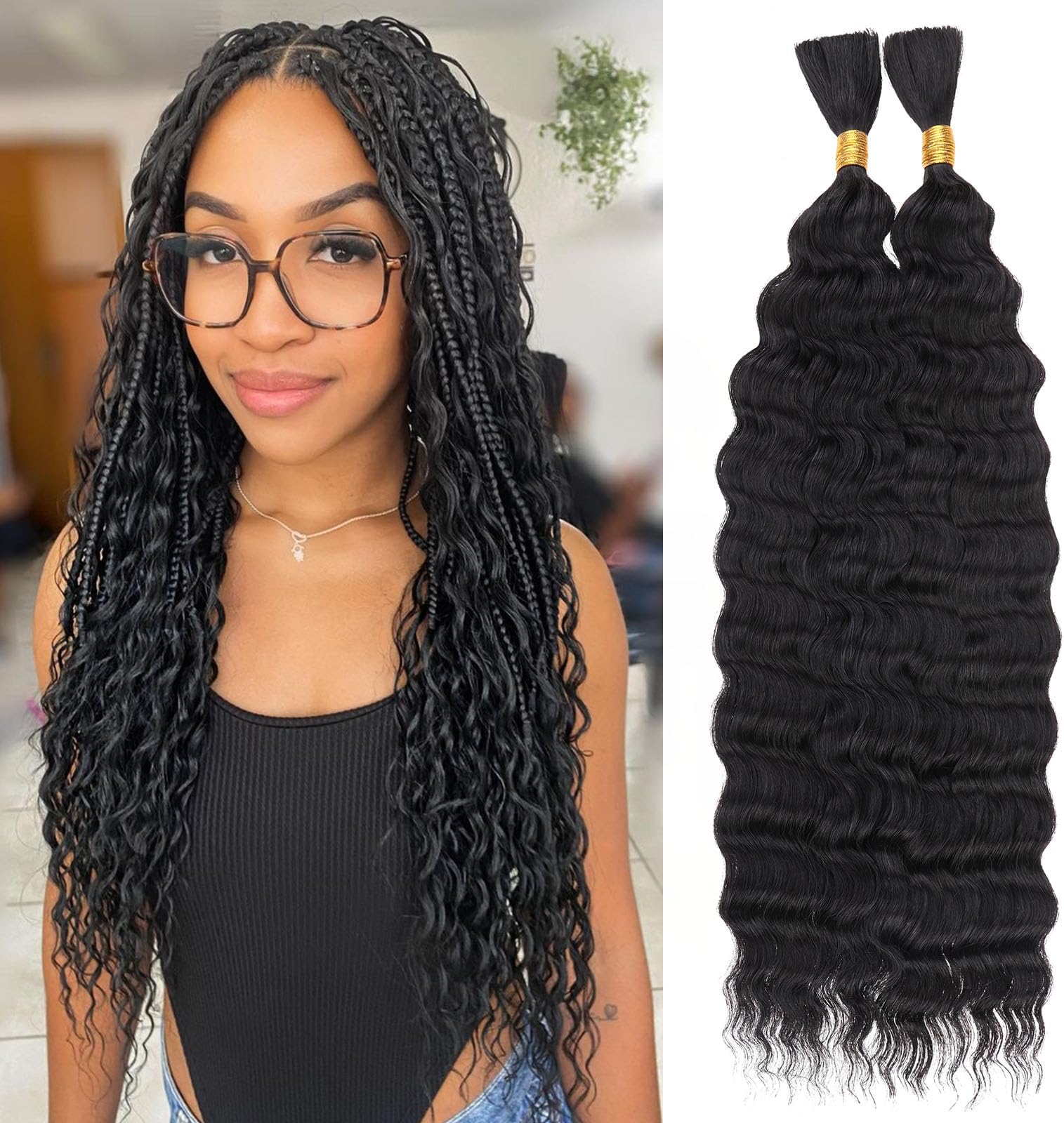 Amazon.com : Leeven Deep Wave Bulk Braiding Hair 160g No Weft 18 Inch ...