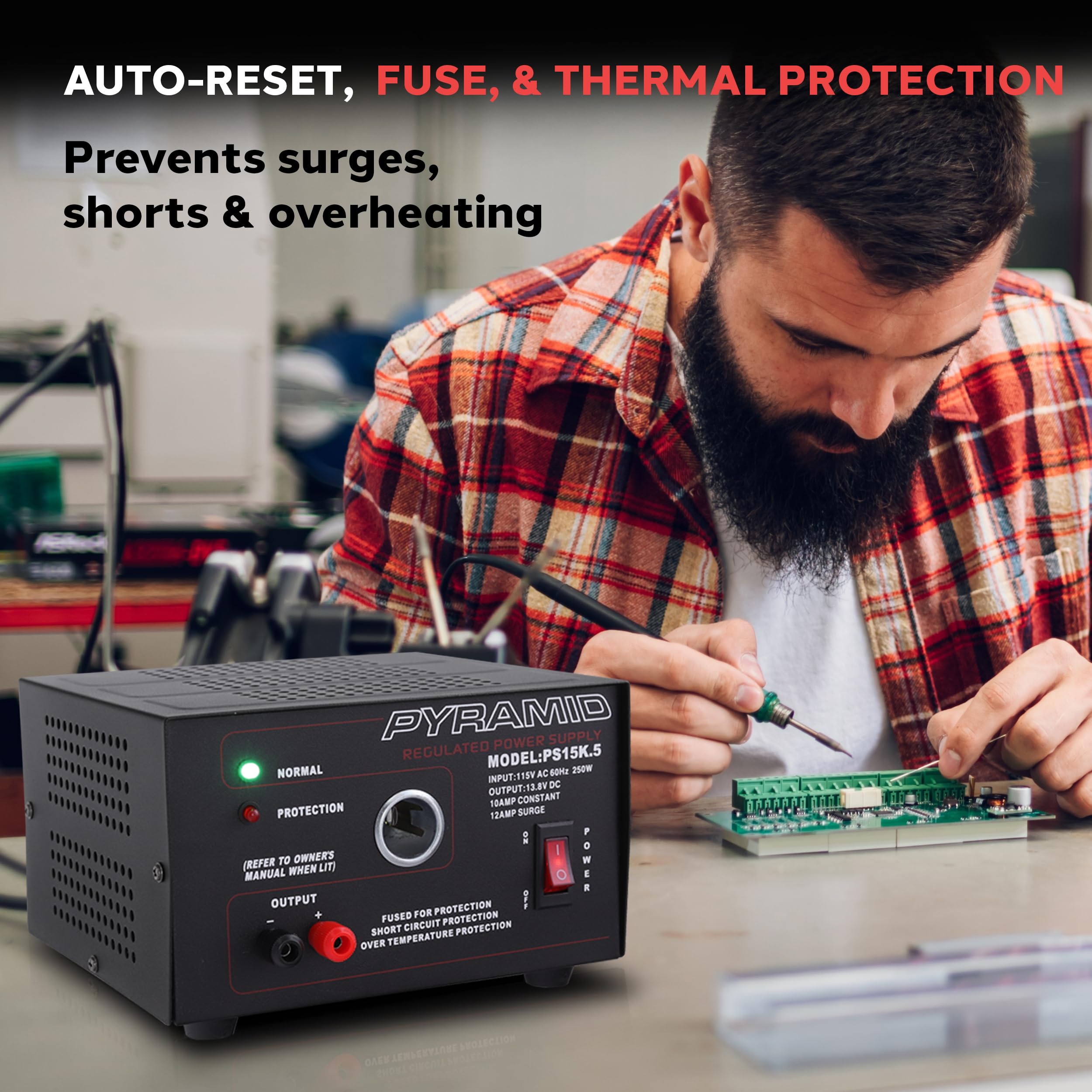Snapklik.com : Pyramid Universal Compact Bench Power Supply - 10 Amp ...