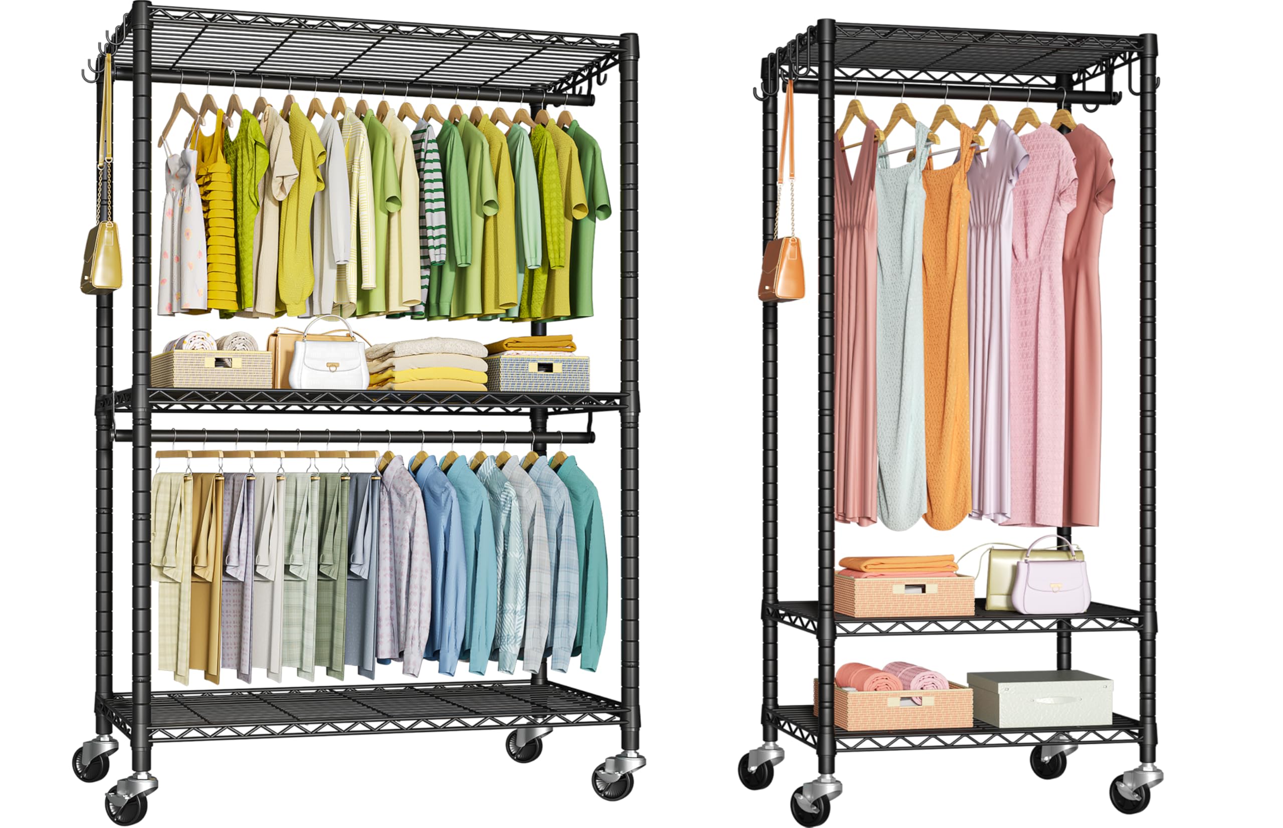 Amazon.com: FUTASSI P3 Plus & P6 Mini Rolling Clothes Rack Bunble ...