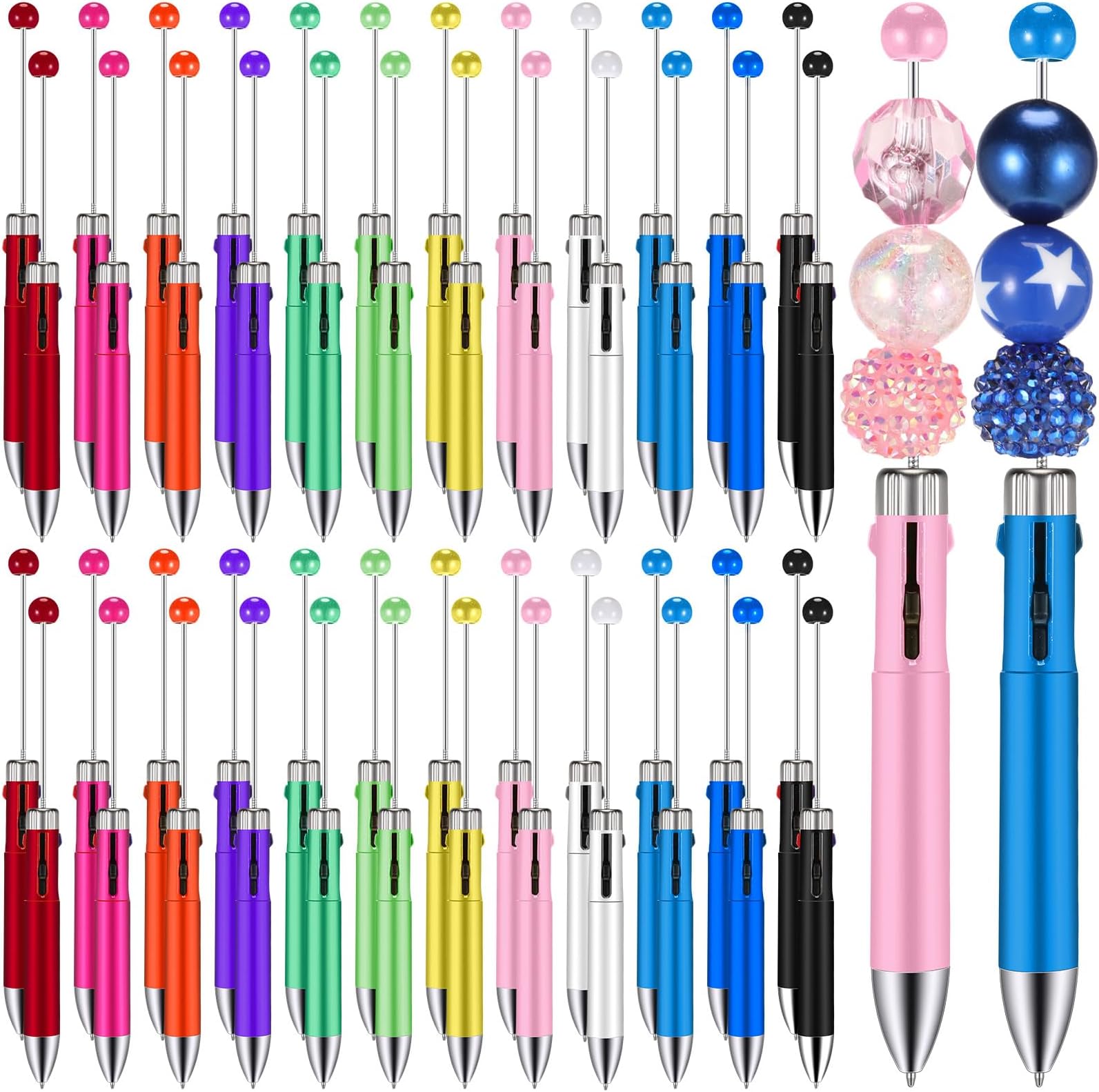 Amazon.com : Chivertion 50 Pcs Plastic Beadable Pen Bulk Multicolor ...