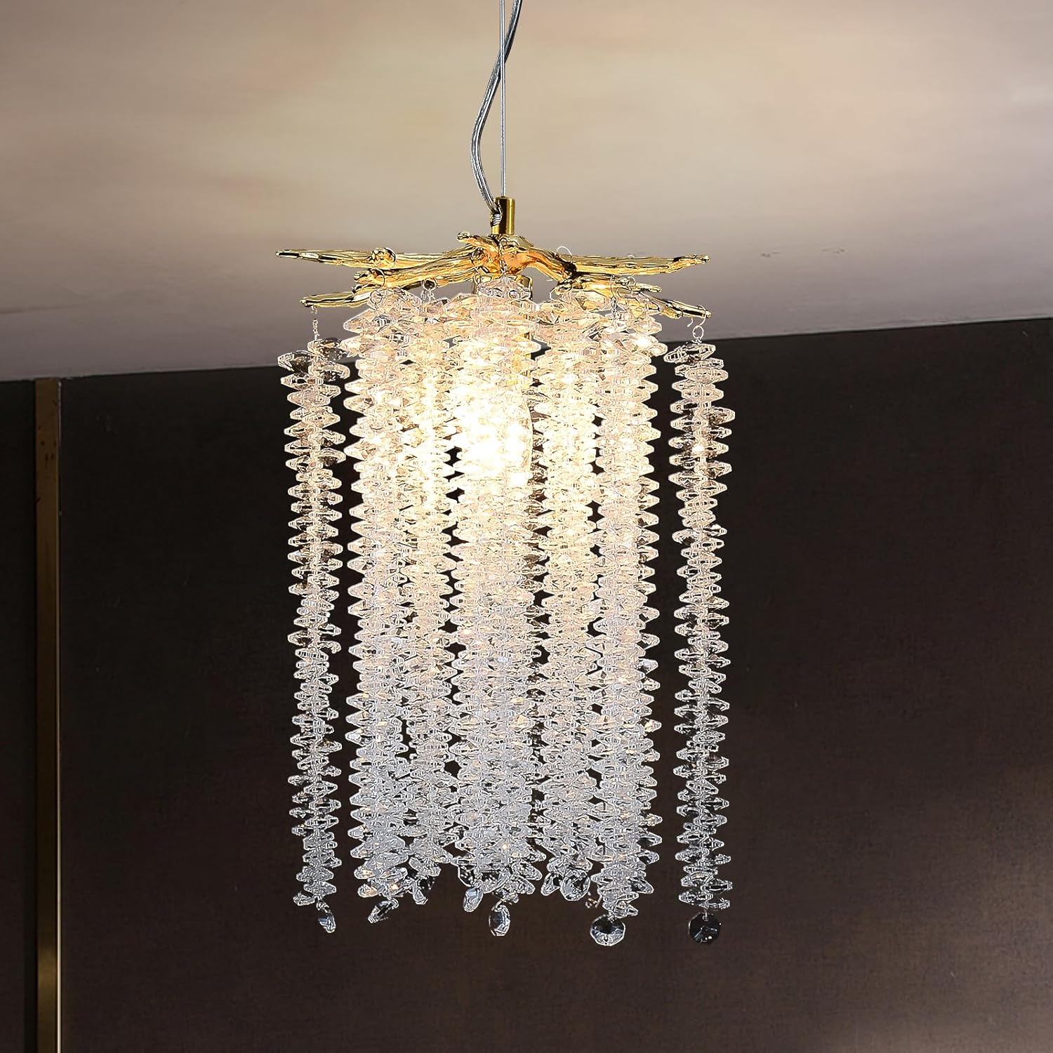 NILSE Modern Crystal Tree Branch Chandelier, D8' Gold Weeping Willow ...