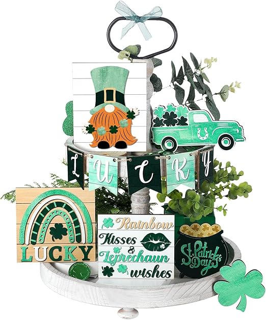 Amazon.com: Glenmal 12 Pcs St. Patrick's Day Tiered Tray Decor Set St ...