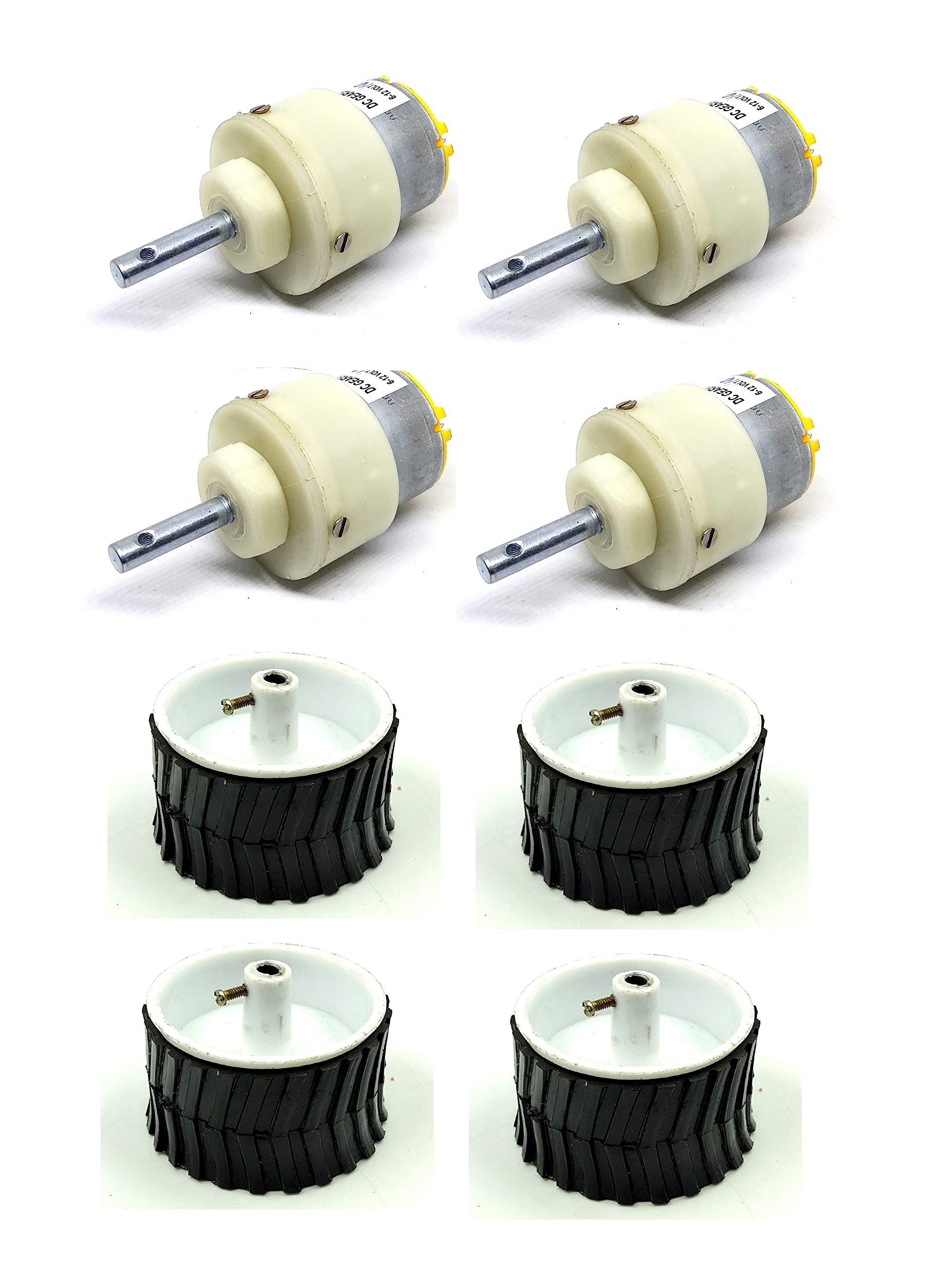 Buy INVENTO 4pcs 6V - 12V 5 Kg-cm 30 rpm DC Metal Geared Motor with ...