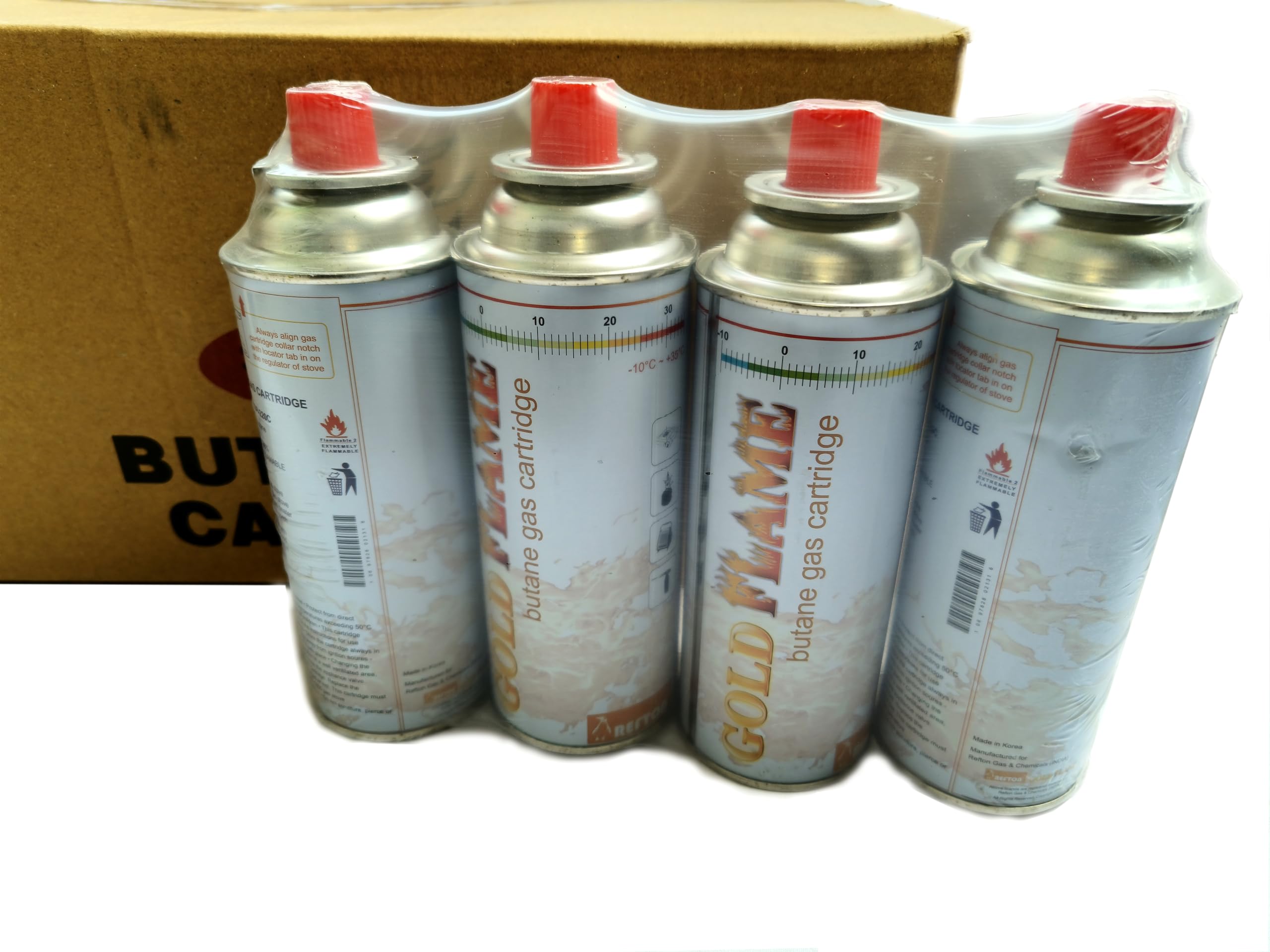 Refton Gold Flame Butane Gas Canister Pack of 4 : Amazon.in: Home & Kitchen