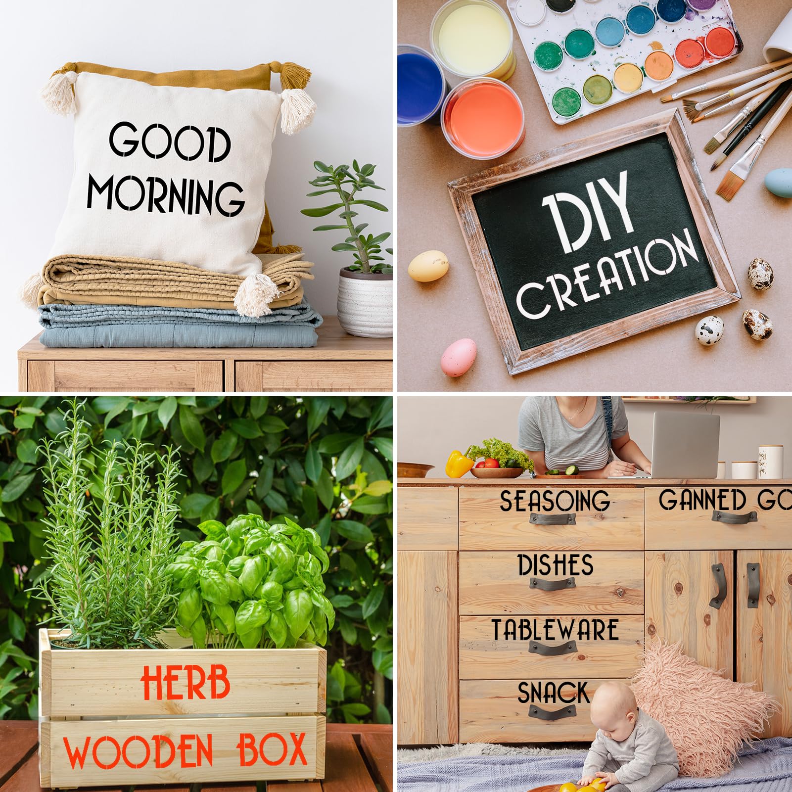 Snapklik.com : 12 Inch Letter Stencils And Numbers, 42 Pcs Alphabet ...
