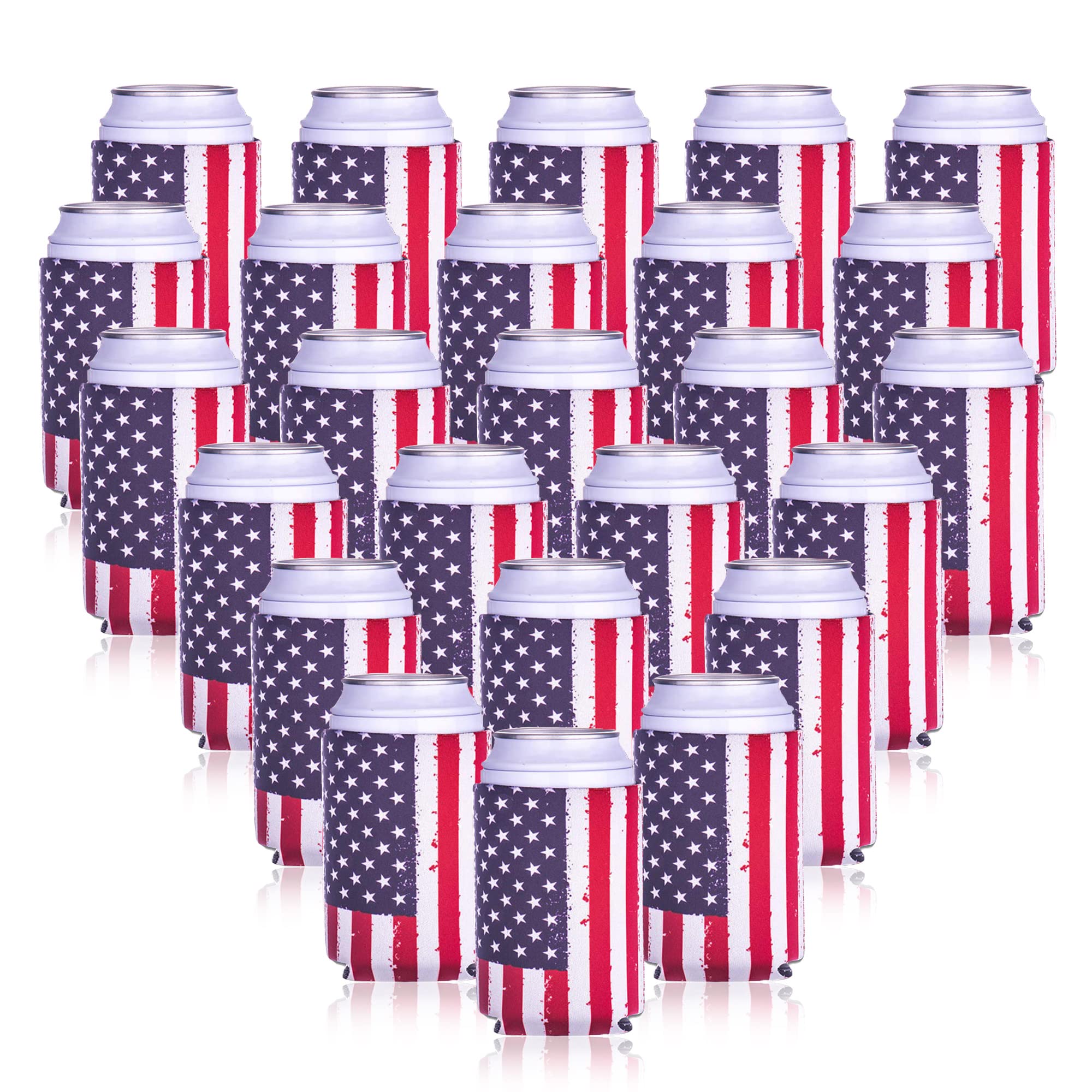 Snapklik.com : Cooler Sleeve For Cans 25pcs USA Flag Can Coolers Bulk ...