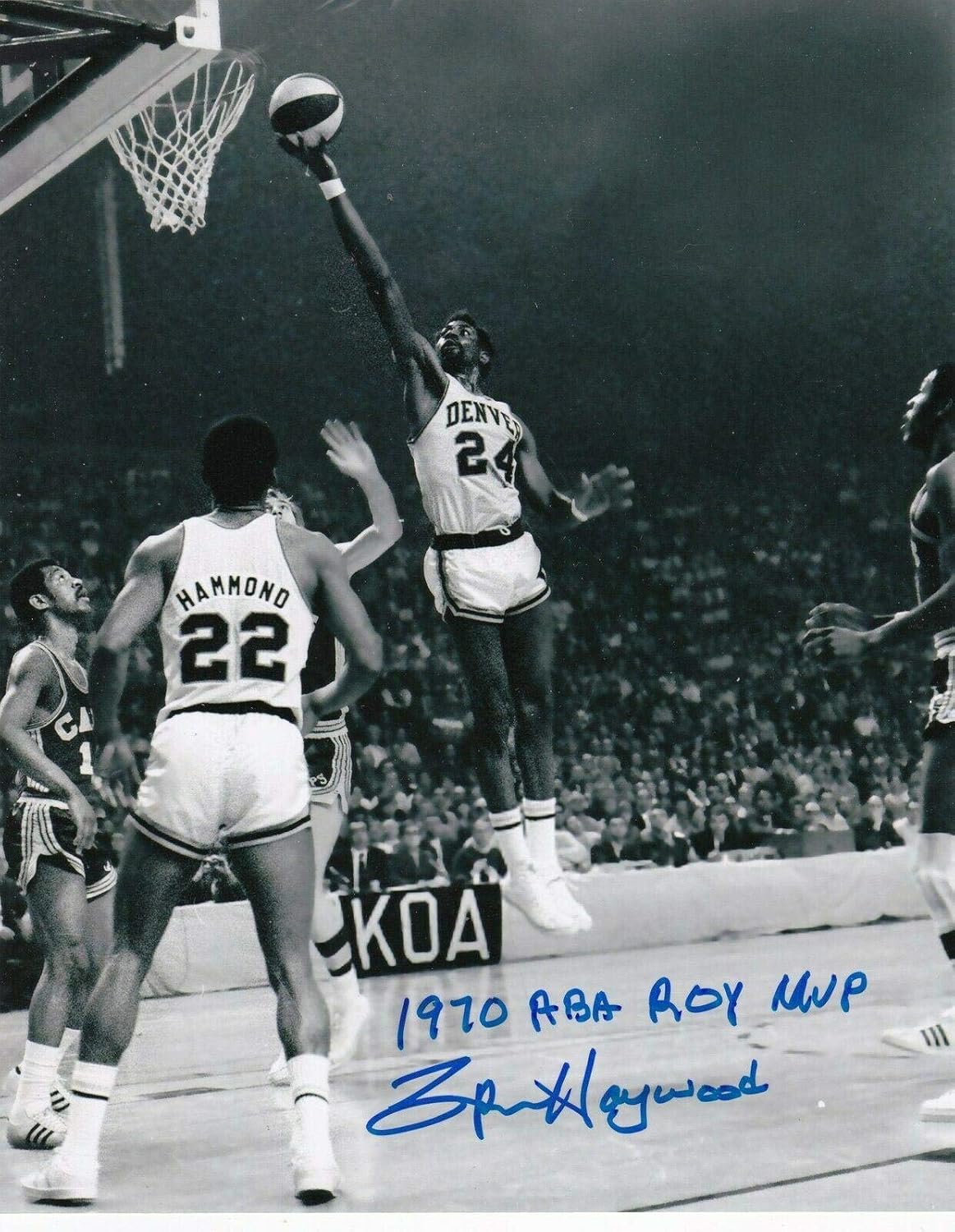 SPENCER HAYWOOD DENVER ROCKETS ABA 1970 ABA ROY, MVP ACTION SIGNED 8x10 ...
