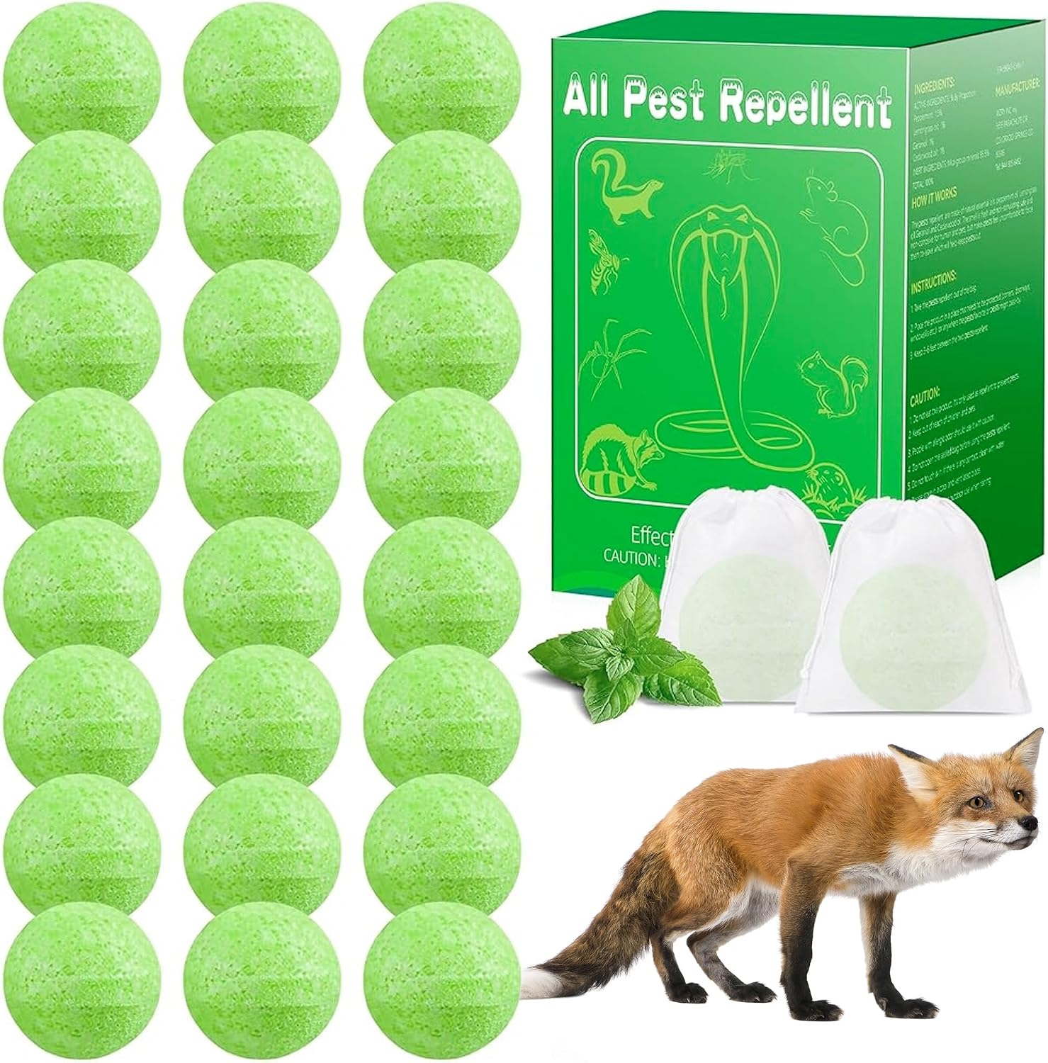 24 PCS Peppermint Oil Fox Repellent for Gardens UK, Natural Spider ...