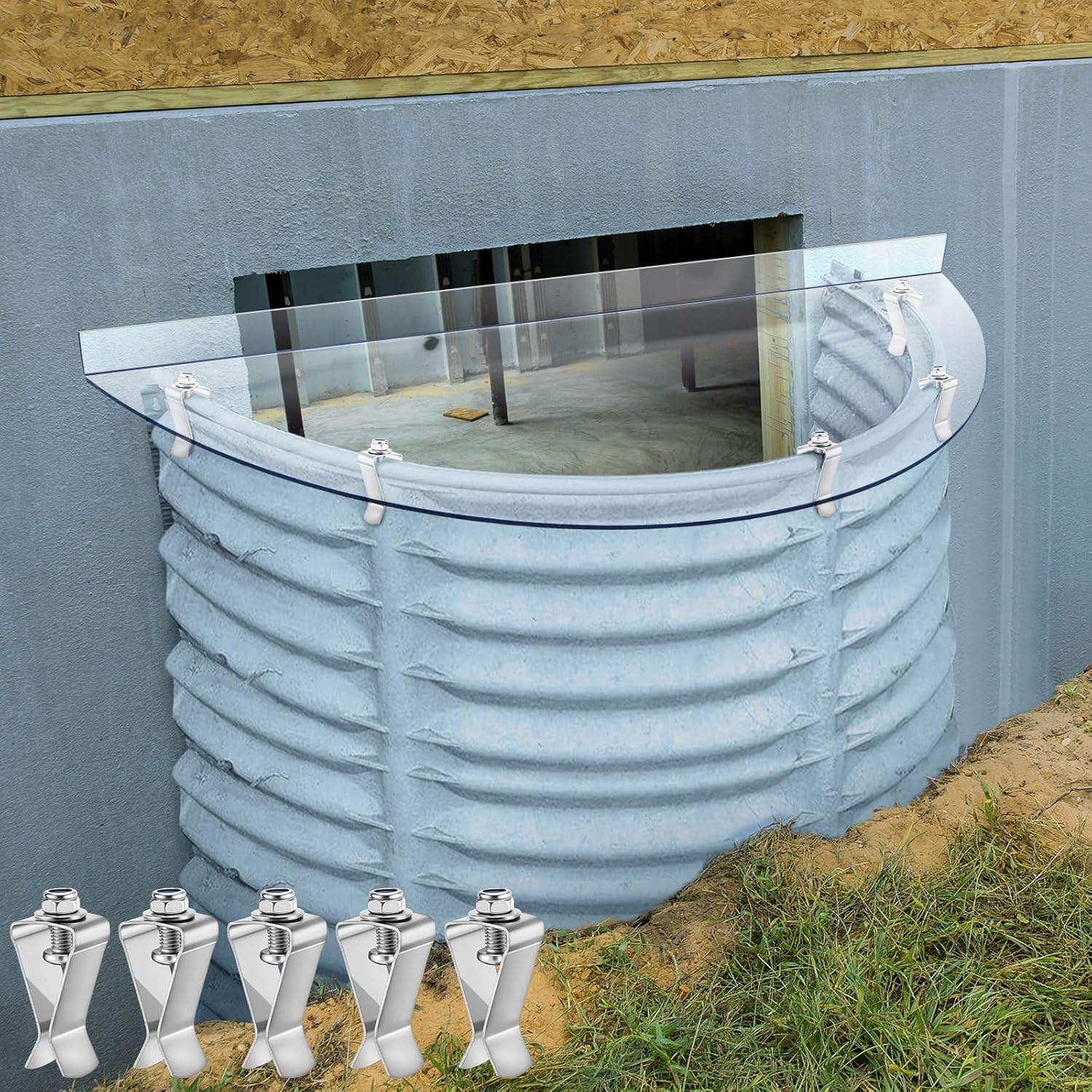 40" L x 16" W Basement Window Well Covers Clear Heavy Duty ...