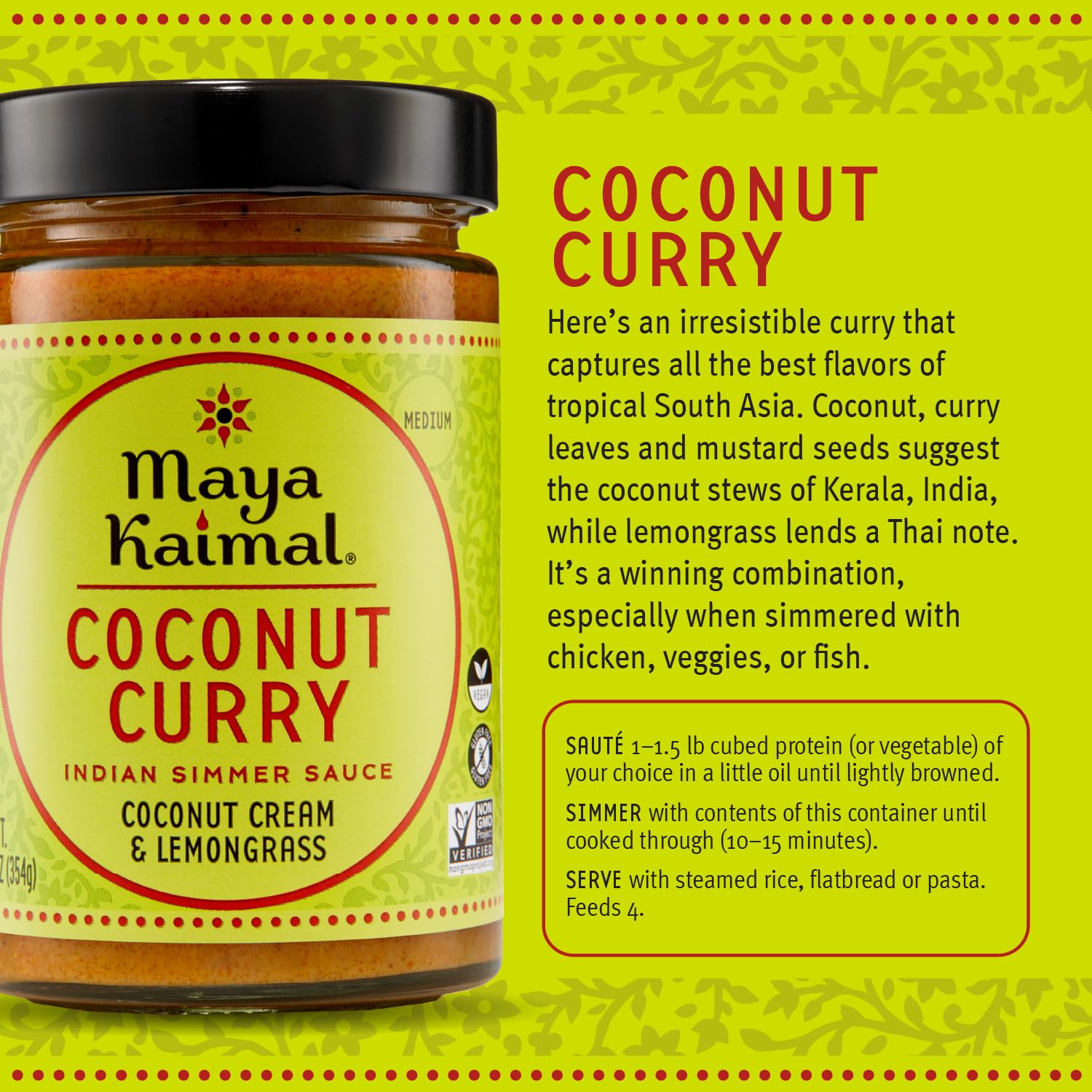 Snapklik.com : Maya Kaimal Coconut Curry Simmer Sauce, 12.5 Oz, Medium ...