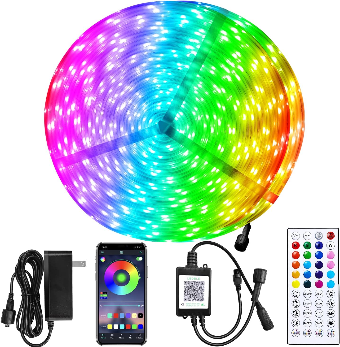 Amazon.com: segrass 100ft Outdoor Waterproof LED Lights Strip Music ...