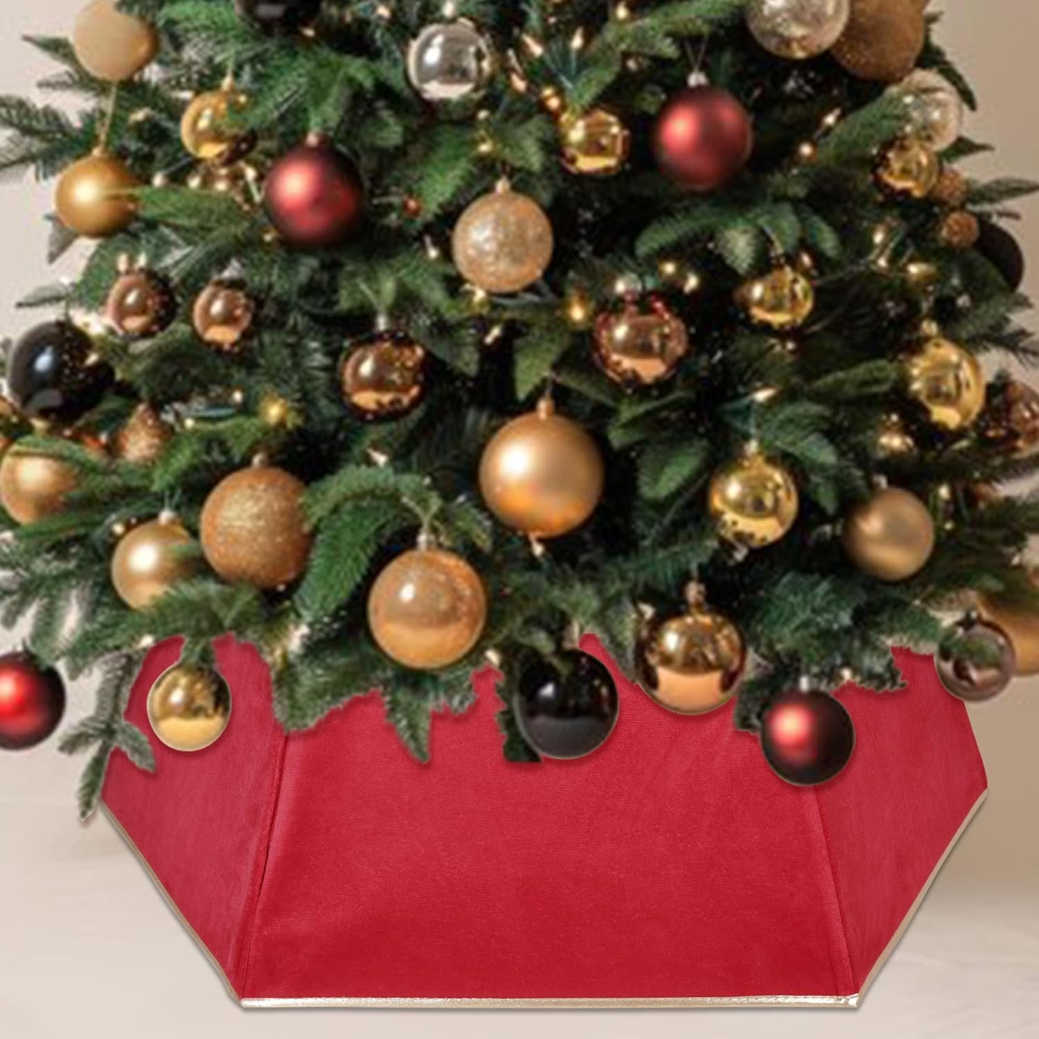 Christmas Tree Collar, Guardwee 32" Red Velvet Christmas Tree Collar ...