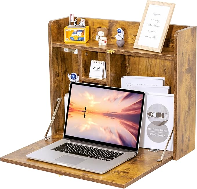 Amazon.com: Zvyteay Wall-Mounted Desk Folding Wall Desk Floating Table ...