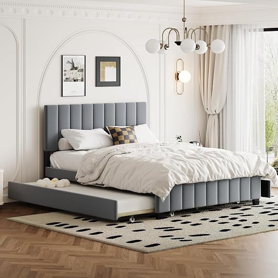 Amazon.com: Ball & Cast Queen Size Bed Frame with 2 Drawers and 1 Twin ...