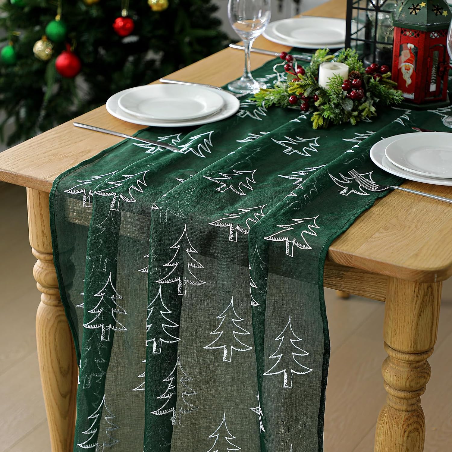 Amazon.com: Tudomro Christmas Cheesecloth Table Runner 9.2 ft ...