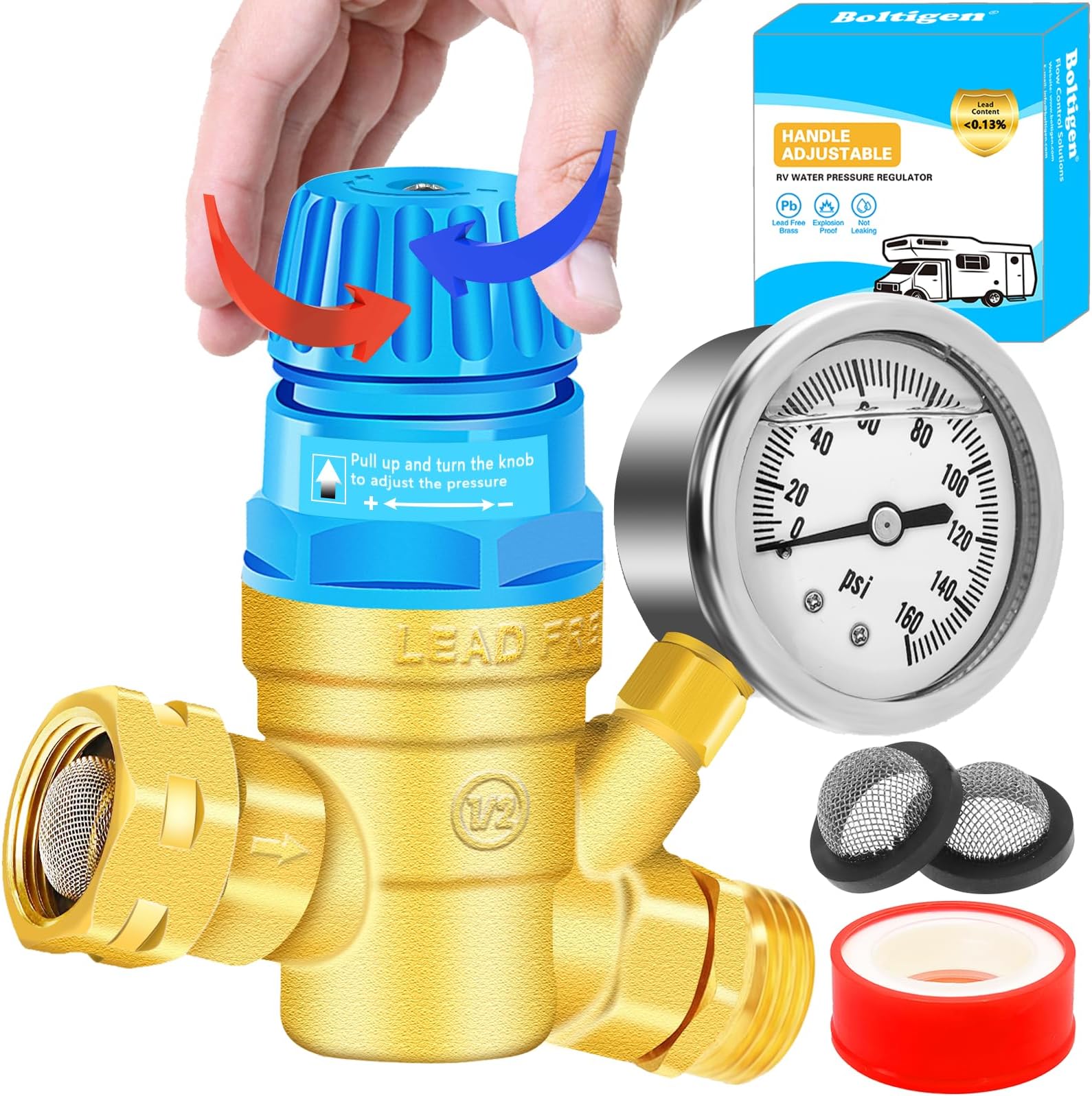 Amazon.com: Twinkle Star RV Water Pressure Regulator Valve with Gauge ...