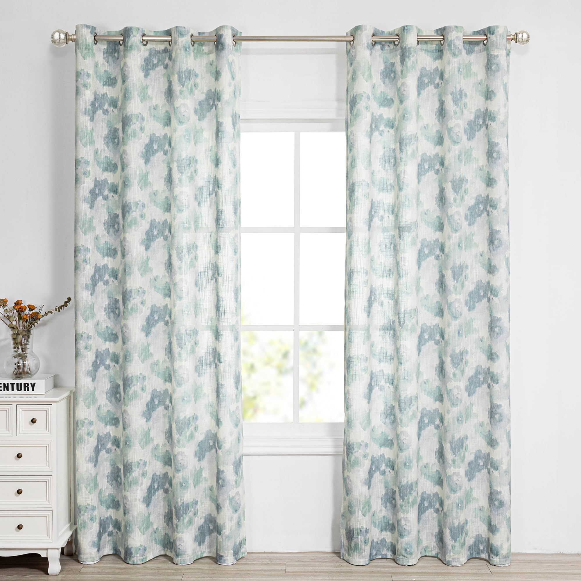 MYSKY HOME Green Curtains 84 Inch Length Curtains for Living Room ...