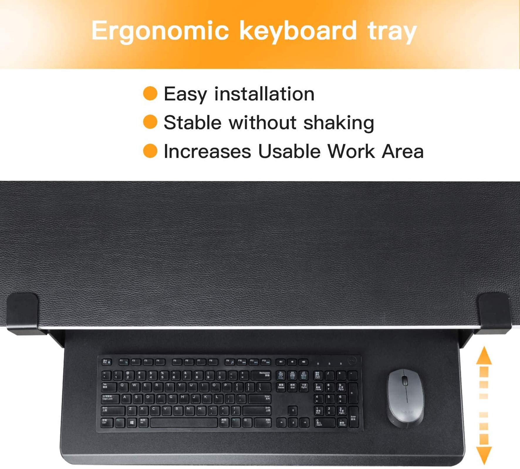 HUANUO Metal Keyboard Tray, Ergonomic Clamp Mount Under Desk Mount ...