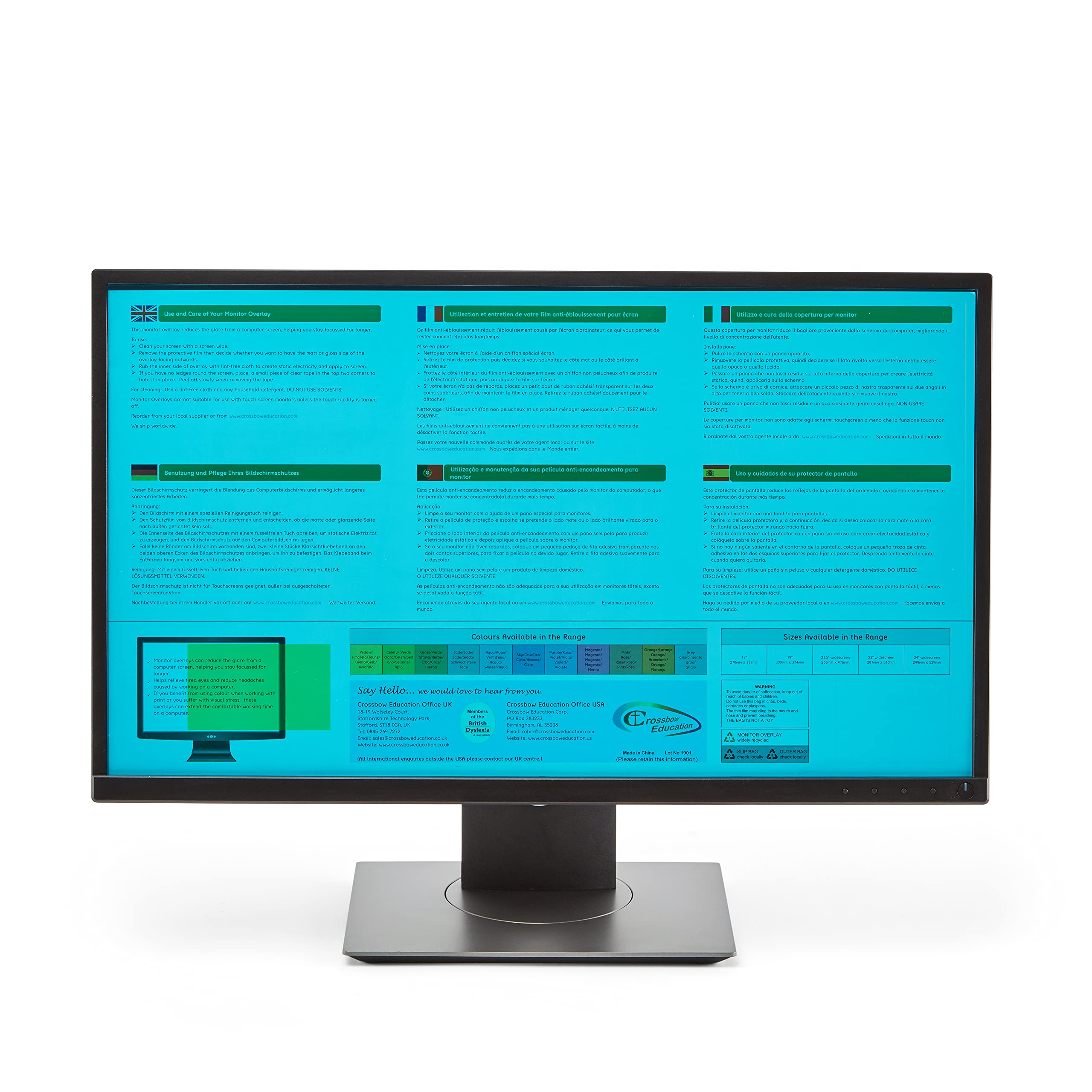 Crossbow Education 24-Inch Widescreen Monitor Overlay - Dyslexia and ...