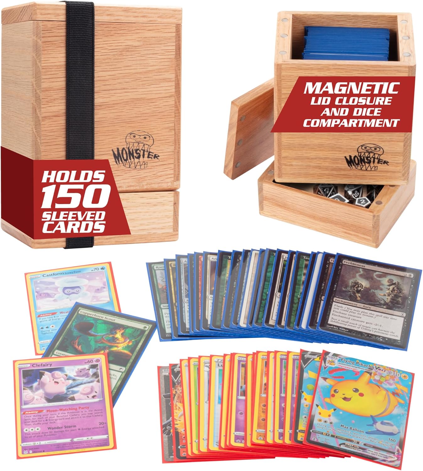 Amazon.com: Monster Wooden Deck Box w Strong Magnetic Lid w Dice Tray ...