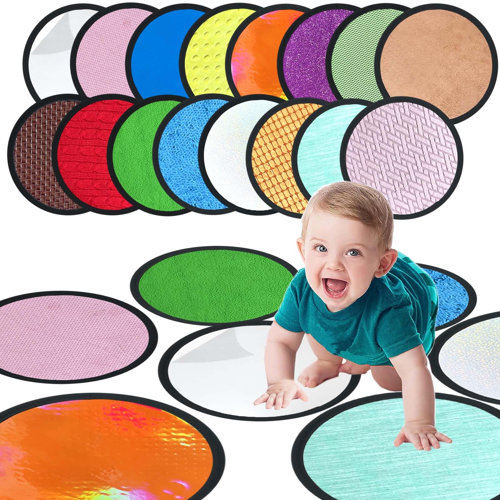 16 Set Sensory Mats, Mixed Colors Sensory Toys for Kids, Tactile Wall ...