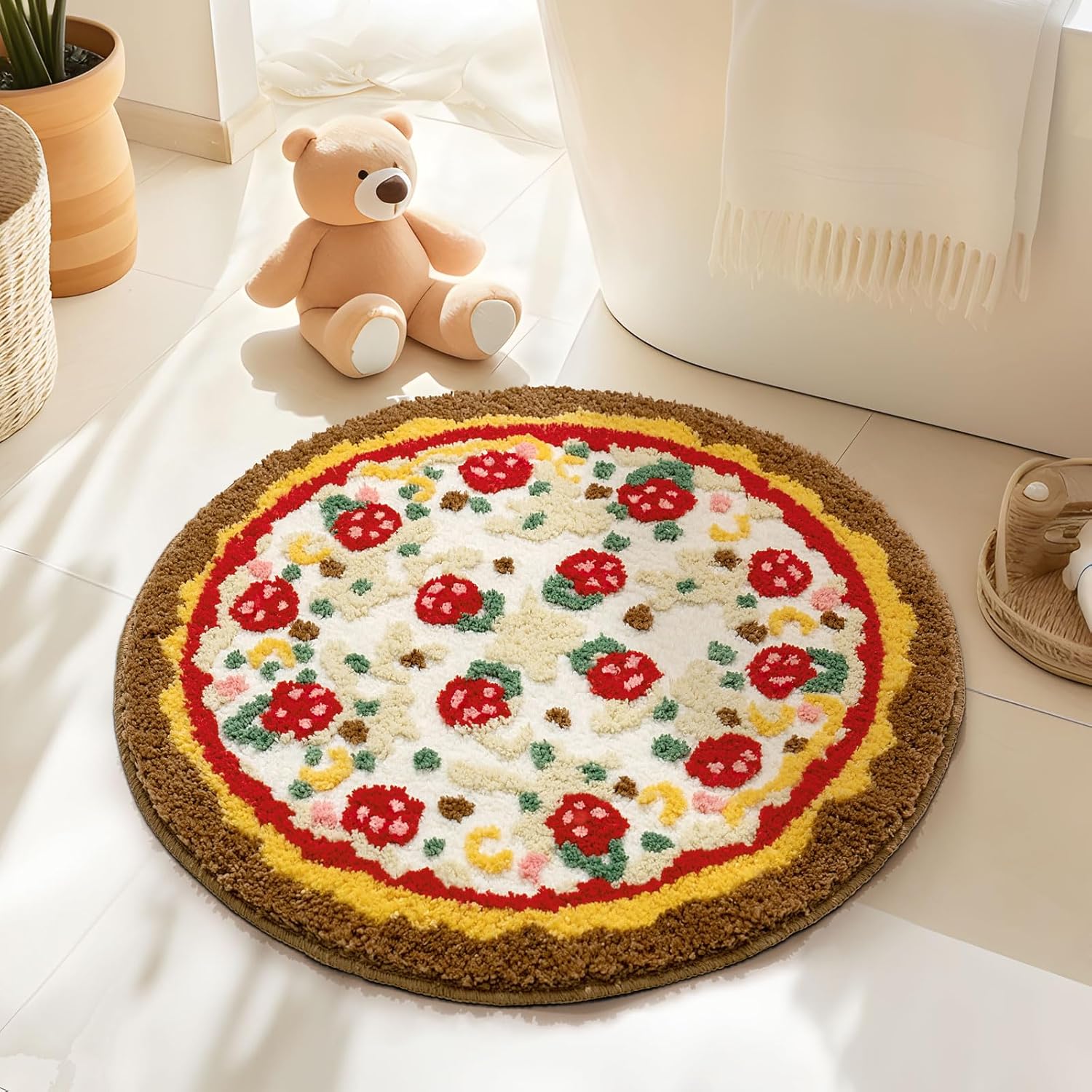 Amazon.com: TANVILL Cute Bath Mat Pizza Bathroom Rugs for Bathroom Home ...