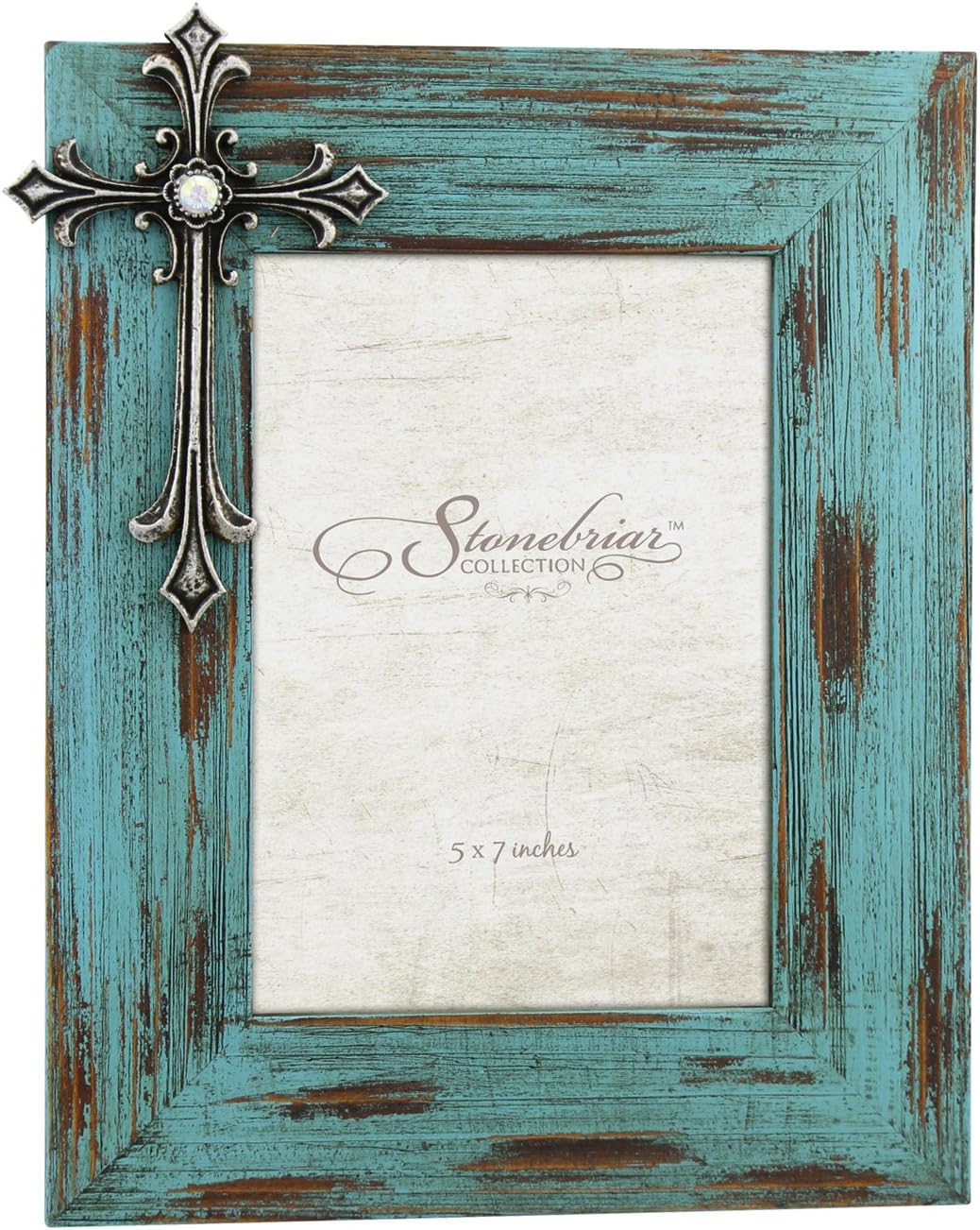 Stonebriar Distressed Turquoise Wood 5x7 Photo Frame with Vintage ...