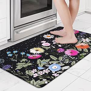 Amazon.com: ASPMIZ Floral Kitchen Mat for Floor, Cushioned Anti-Fatigue ...
