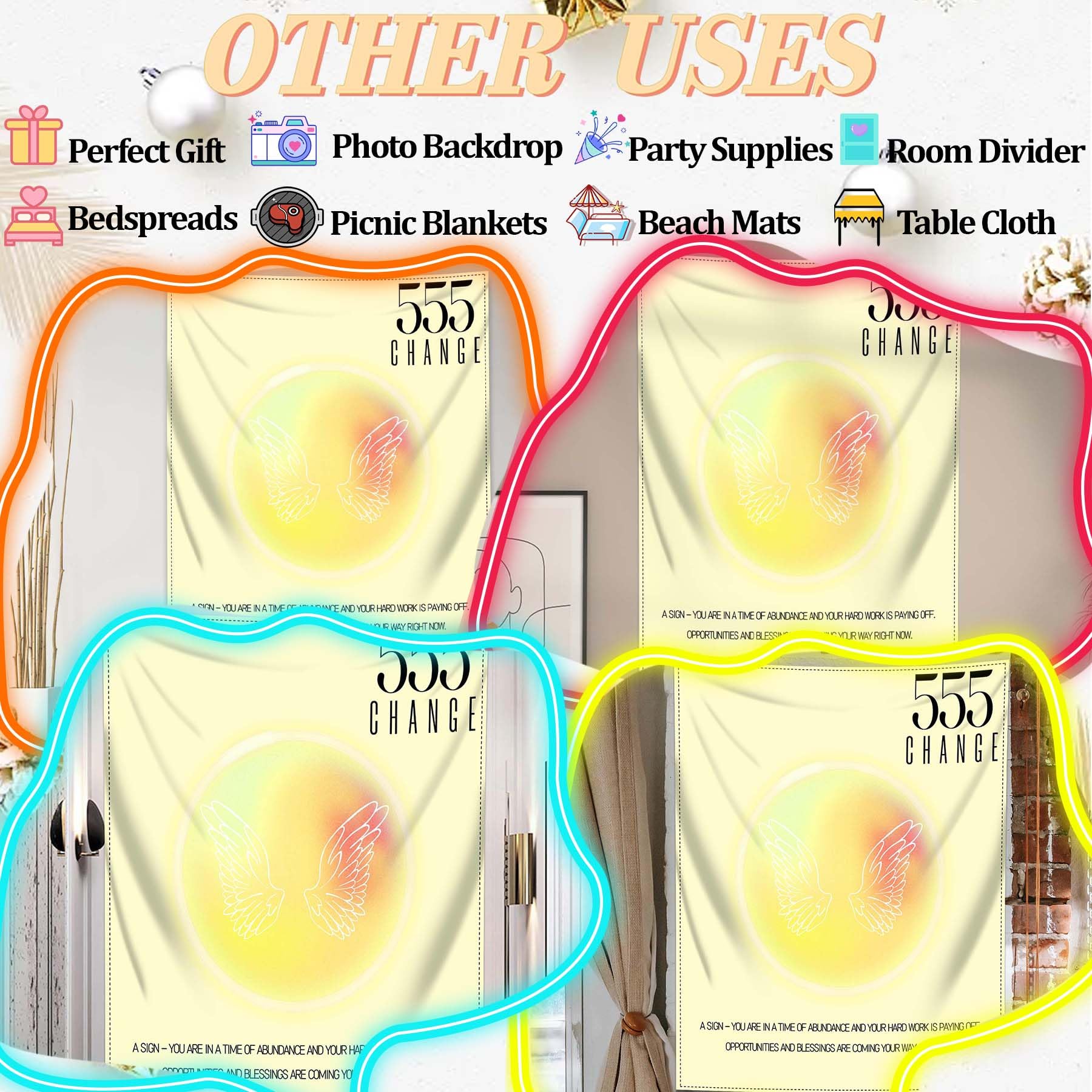 Snapklik.com : Aura Wall Art Tapestry, Colorful Angel Numbers Sets ...