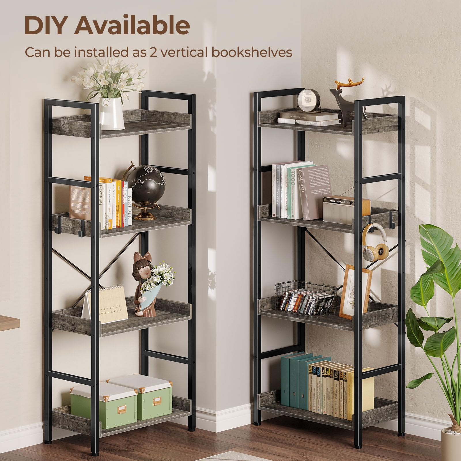 Snapklik.com : Rolanstar Bookshelf 4 Tiers