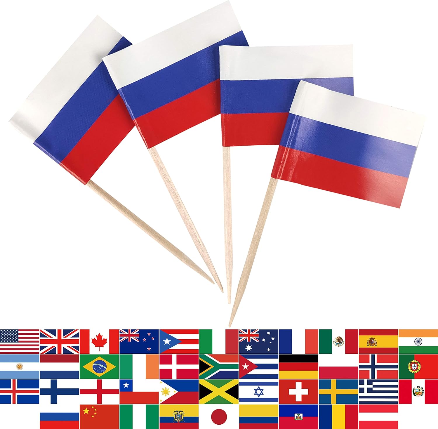 Amazon.com | JBCD Russia Toothpick Flag Russian Mini Small Cupcake ...