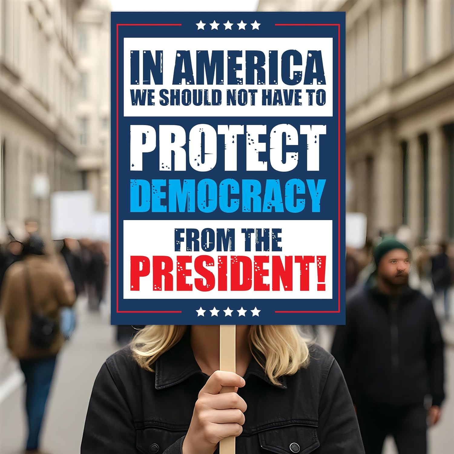 Amazon.com: Protect Democracy, No Kings Protest Sign, Anti-Trump ...