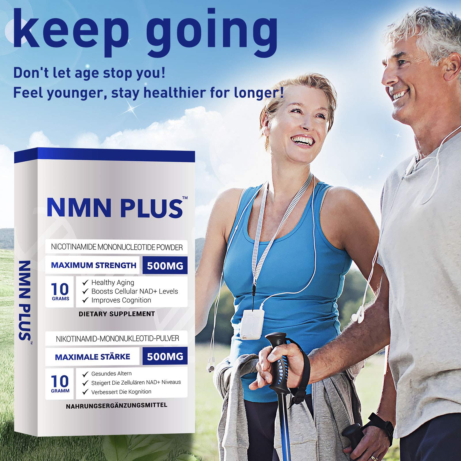 NMN PLUS Ultra Pure NMN Powder 500mg, Sublingual NAD+ Nicotinamide Mononucleotide Supplement for ...