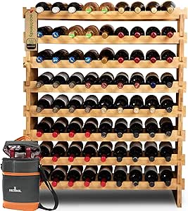 Amazon.com: RED BLOOMY Stackable Bamboo Wine Rack for 72 Bottle, 8-Tier and Sturdy, Free ...