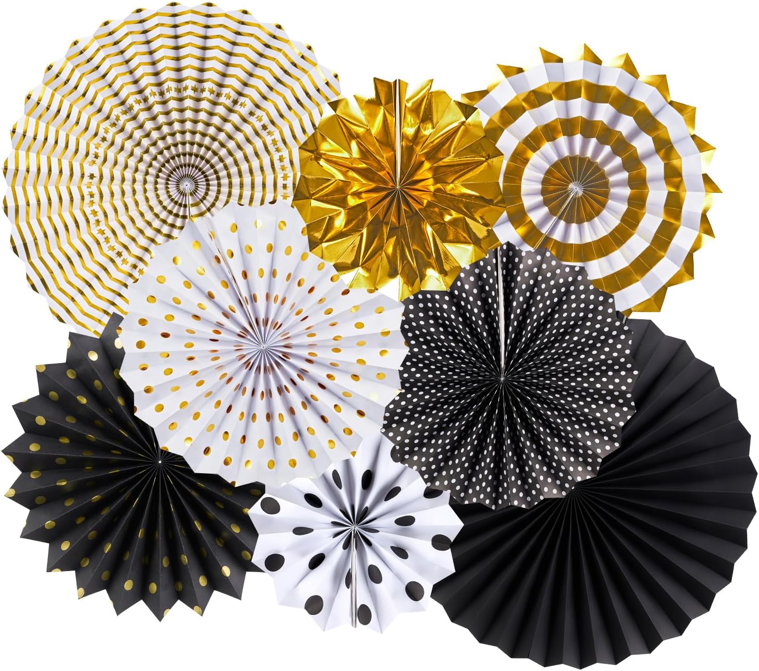 Amazon.com: Hola Fiesta,Gold Black Paper Fans Flower for Halloween ...
