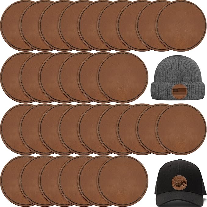 Amazon.com: 30 Pcs Blank Leather Hat Patches with Adhesive Round ...