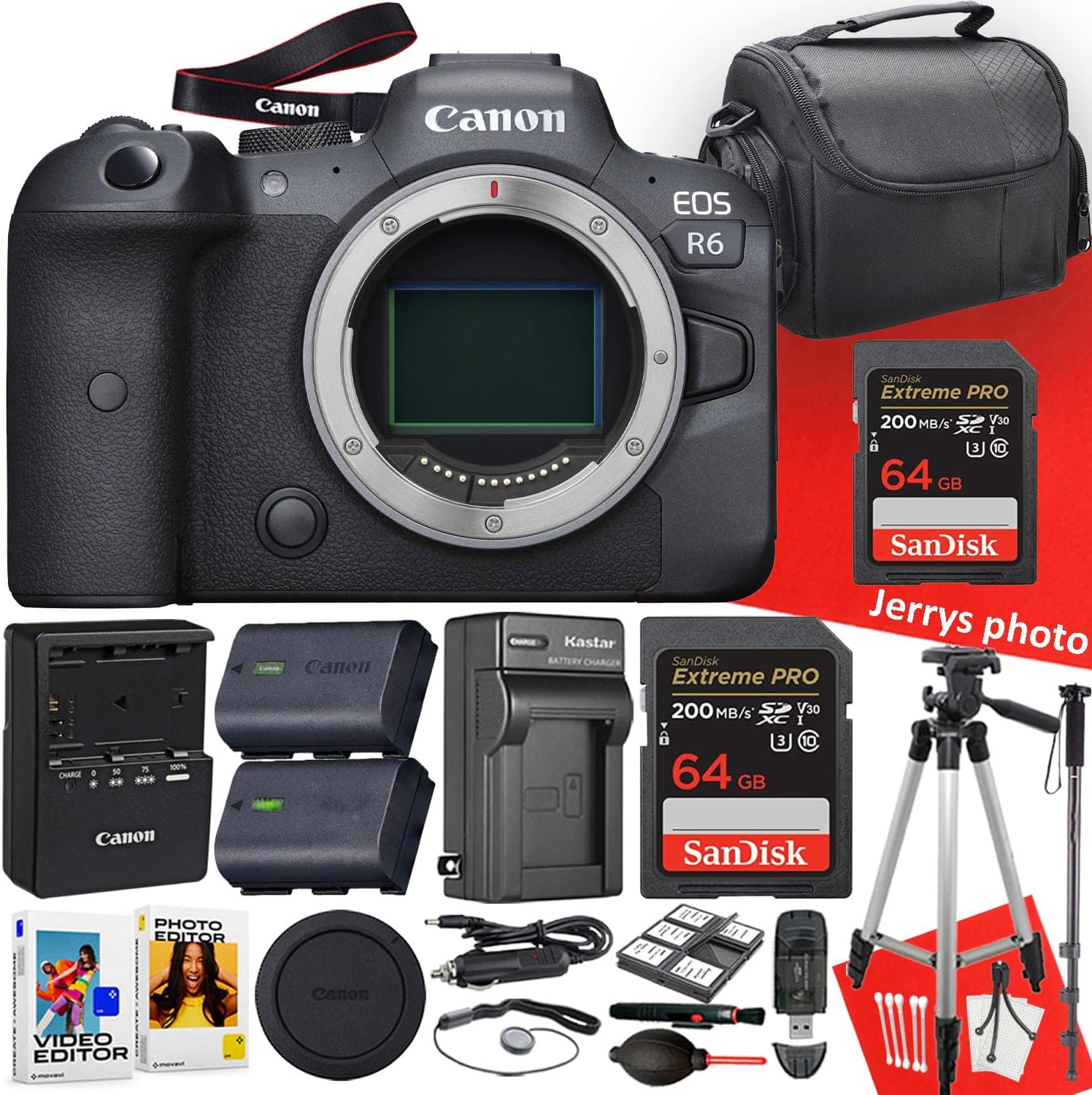 Amazon.com : Canon EOS R6 Mirrorless Camera (Body Only) + 2PC 64 GB ...
