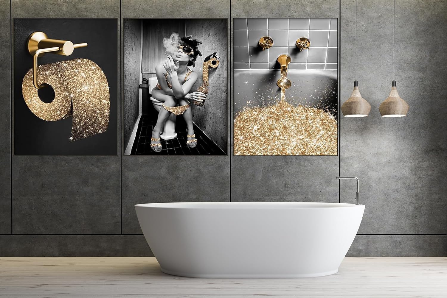 Amazon.de: MKHFUW Moderne Modische Weibliche Wandmalerei,Badezimmer Dekorative Wandkunst Spaß ...