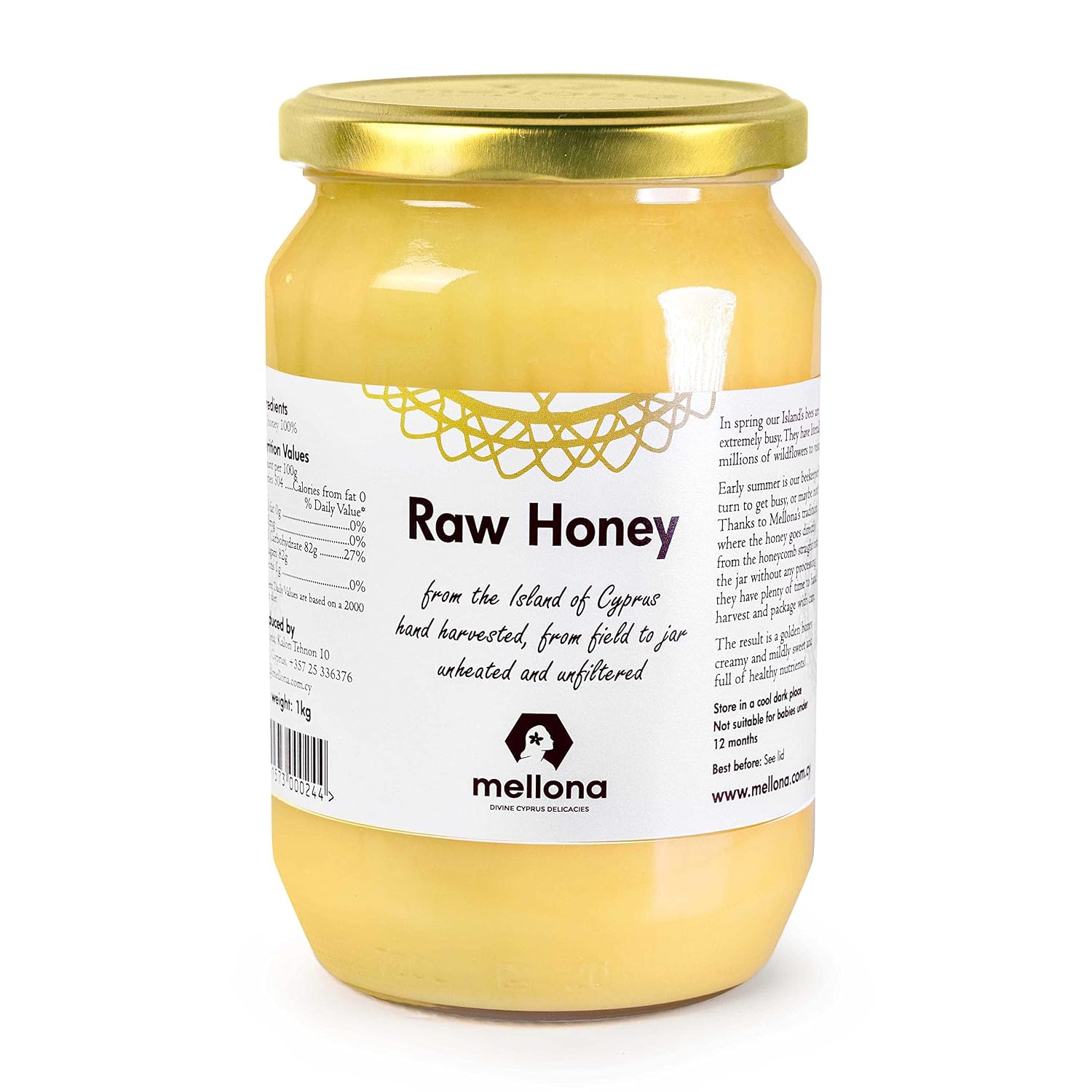 Amazon.com : Mellona 100% Raw Honey Unfiltered, Natural Creamy Golden ...