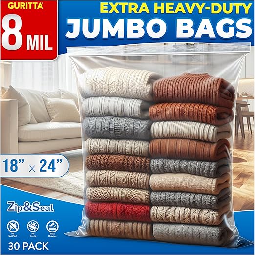 Amazon.com: EXTRA LARGE Zip Top Bags for Storage, 5 GALLON Zipper bags ...