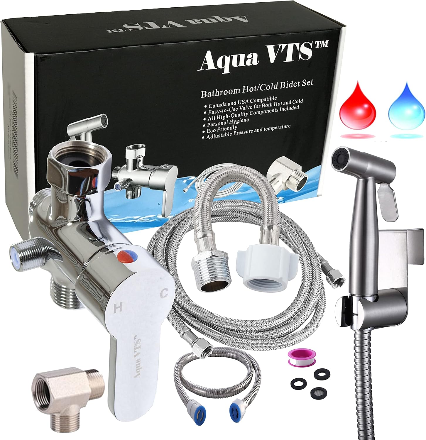 Amazon | Aqua VTS スプレービデ シャタフ ホット&コールドミキシングバルブ付き TOTO ホース付き | 浴室用設備