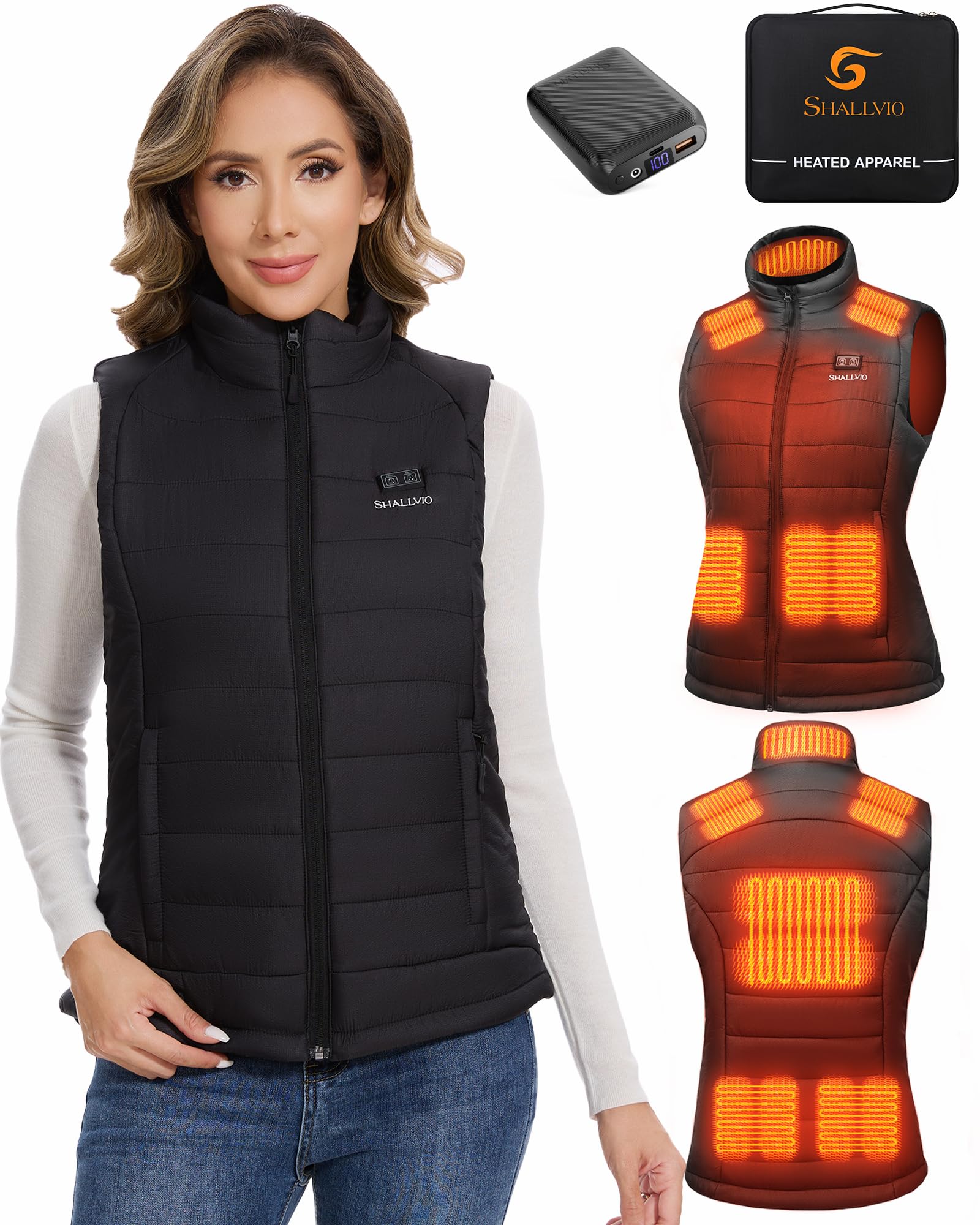 Amazon.com: SHALLVIO Women’s Heated Vest with 16000mAh Battery Pack ...