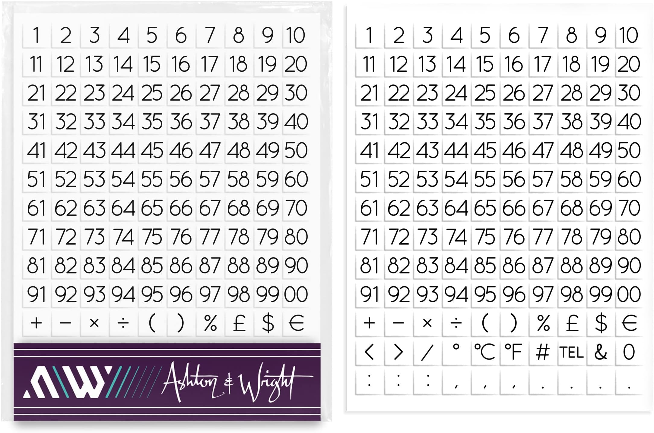 Amazon.com : Ashton and Wright - 0-99 Numbered Stickers - 260 Easy Peel ...