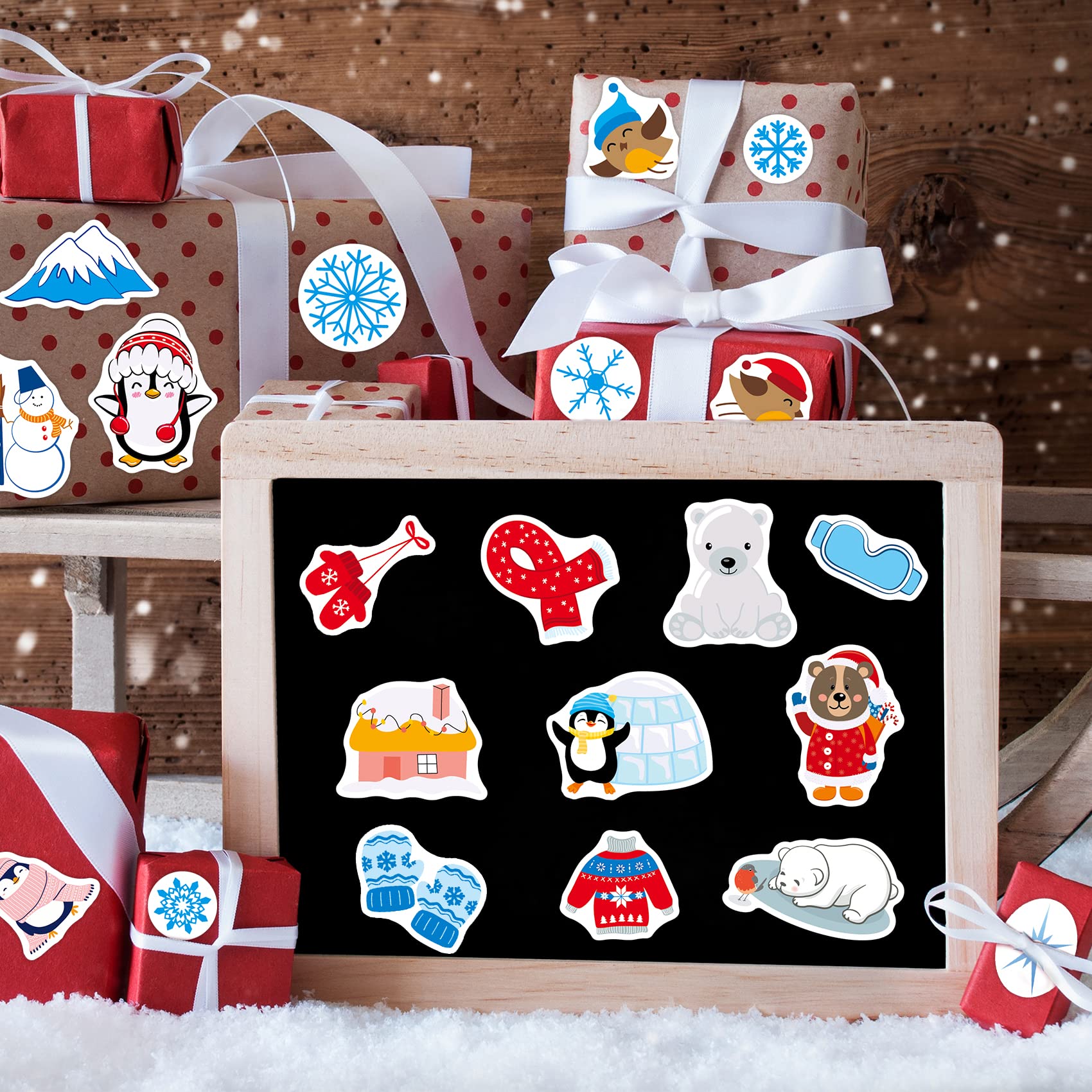 Snapklik.com : Winter Stickers - 30 Sheets Snowman, Snowflake, Penguin ...