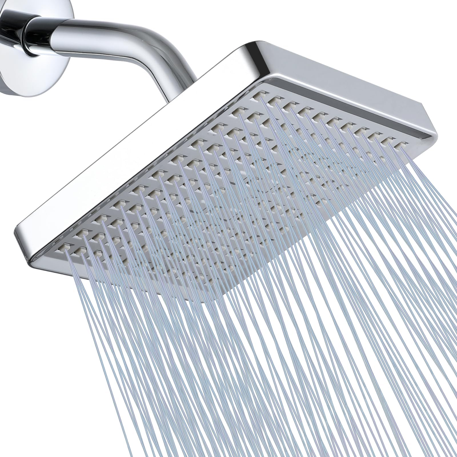 SparkPod Chrome High-Pressure 6" Square Rain Shower Head + Matching ...