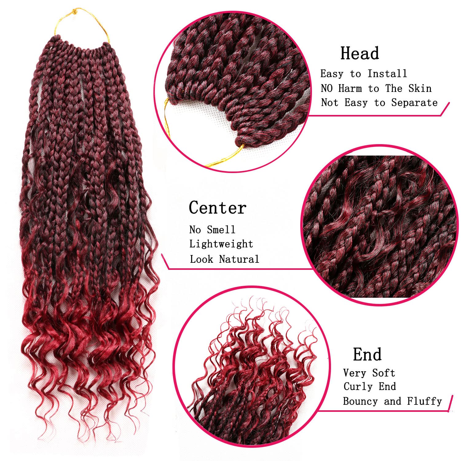 8 Packs Crochet Braids Hair Extensions Box Braids Extensions Hair Pre ...