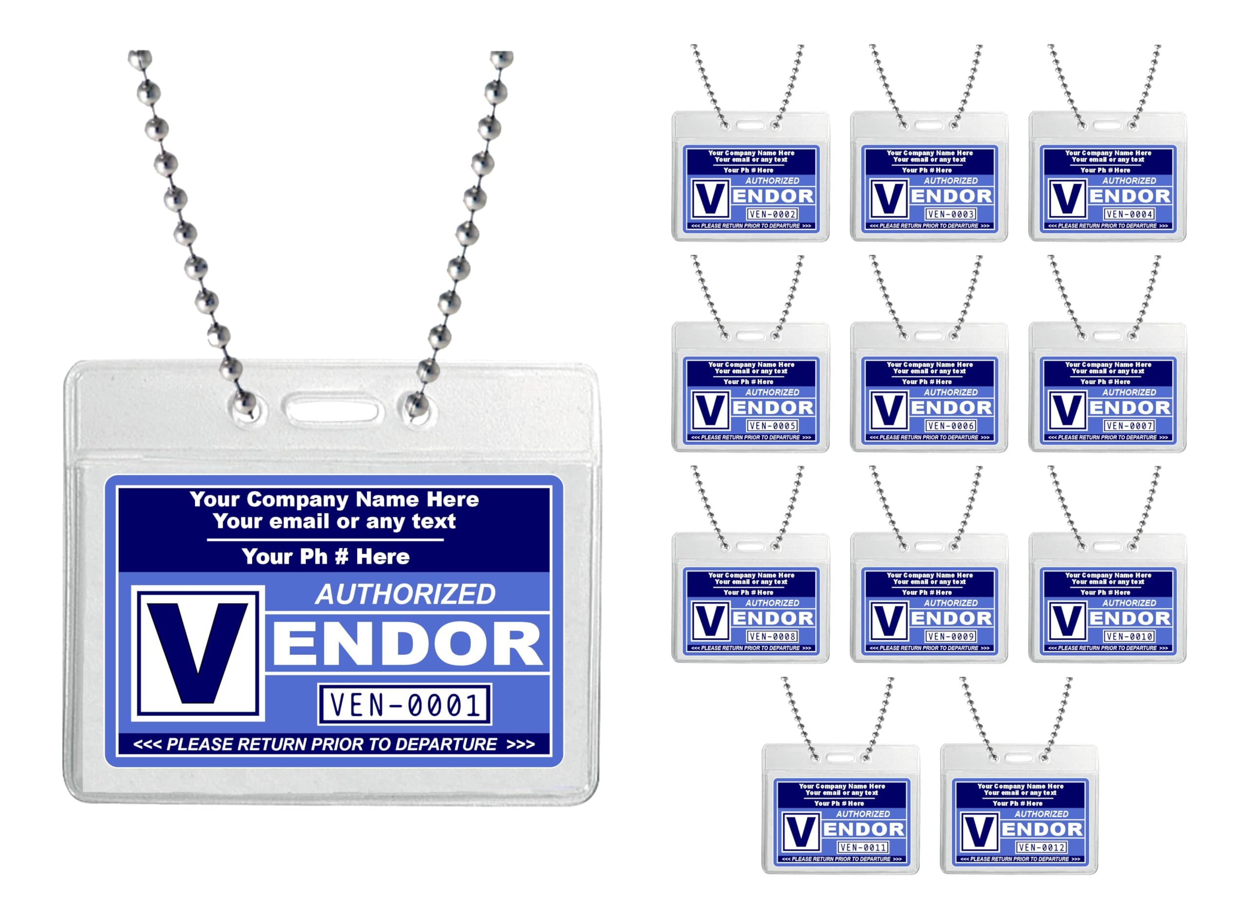 Amazon.com : Vendor Pass Badges - (Customizable) - PVC Plastic ...
